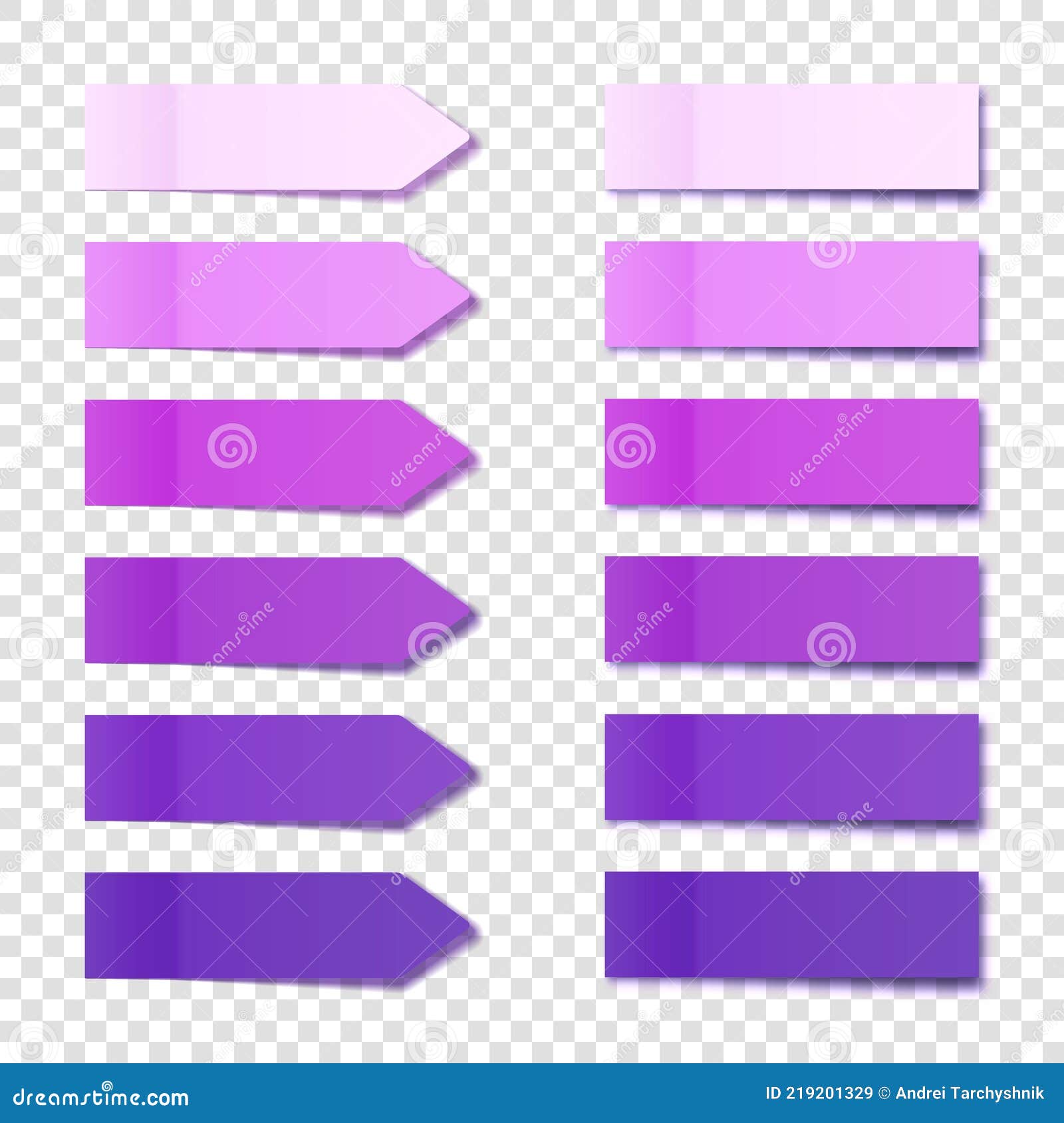 Realistic Purple Sticky Notes Collection. Arrow Flag Tabs. Post Note ...
