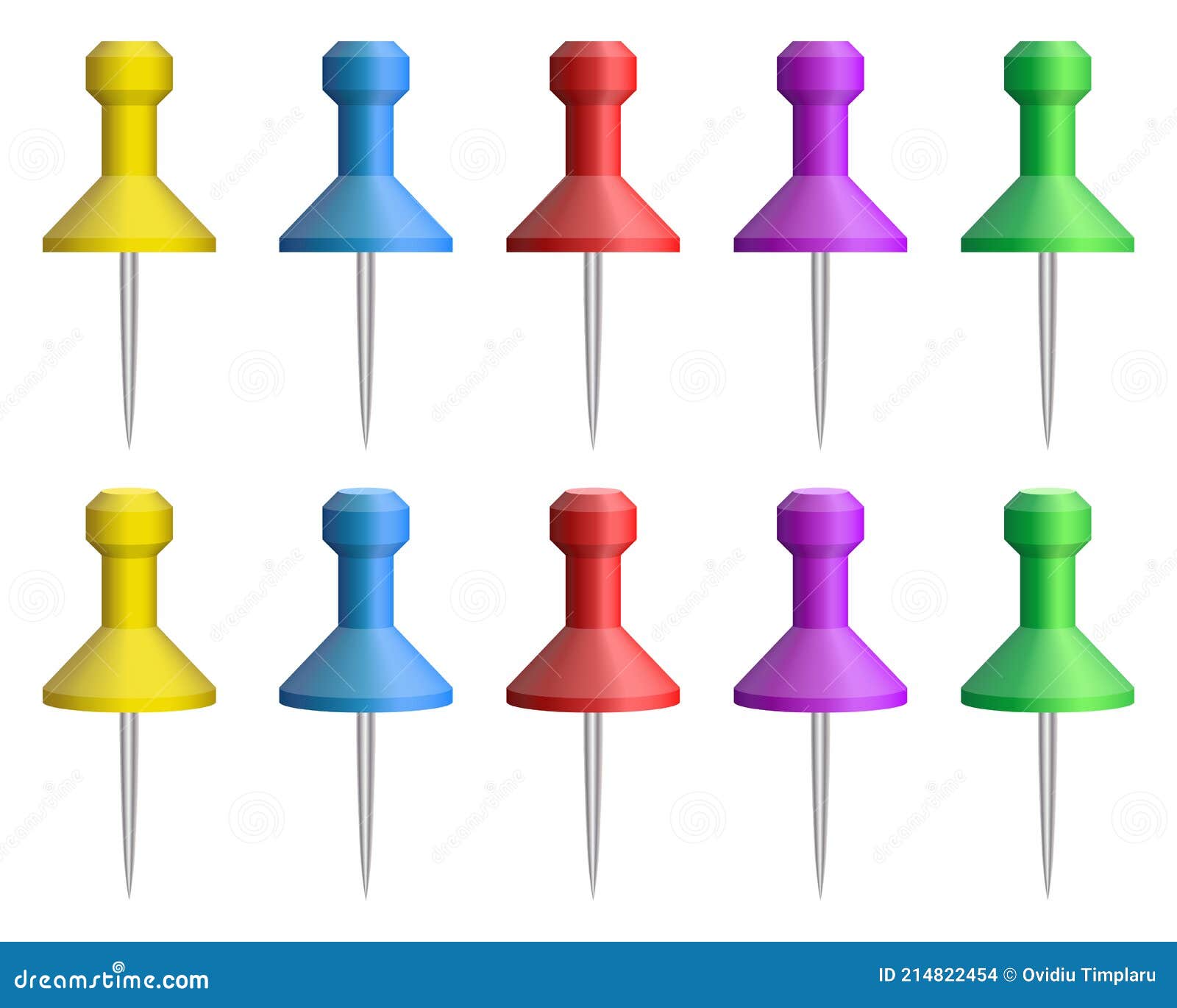 Realistic Push Pin Set Vector Illustration Stock Vector - Illustration ...