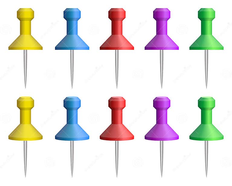 Realistic Push Pin Set Vector Illustration Stock Vector - Illustration ...