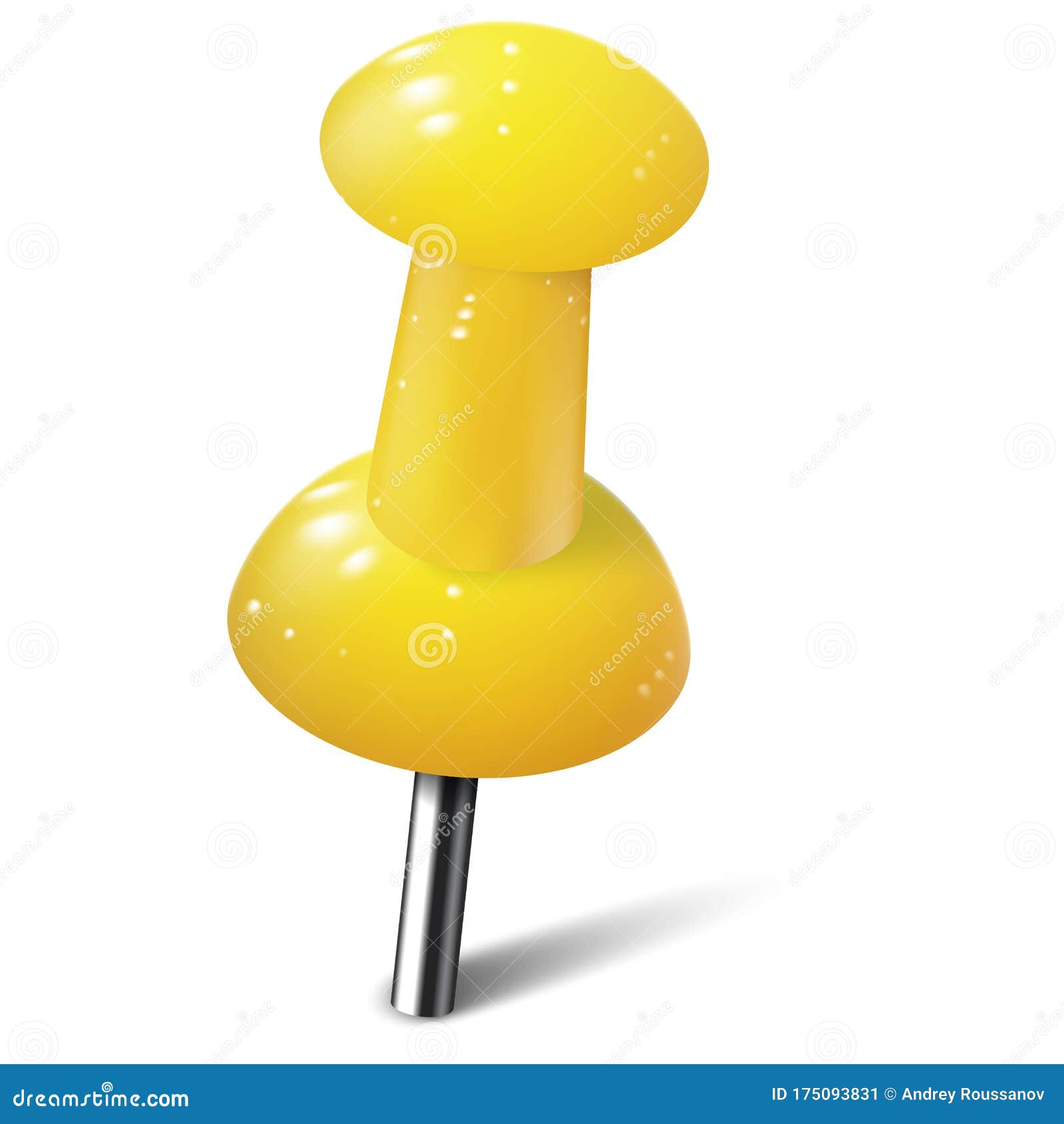 Realistic Push Pin In Yellow Color Thumbtack Stock Vector