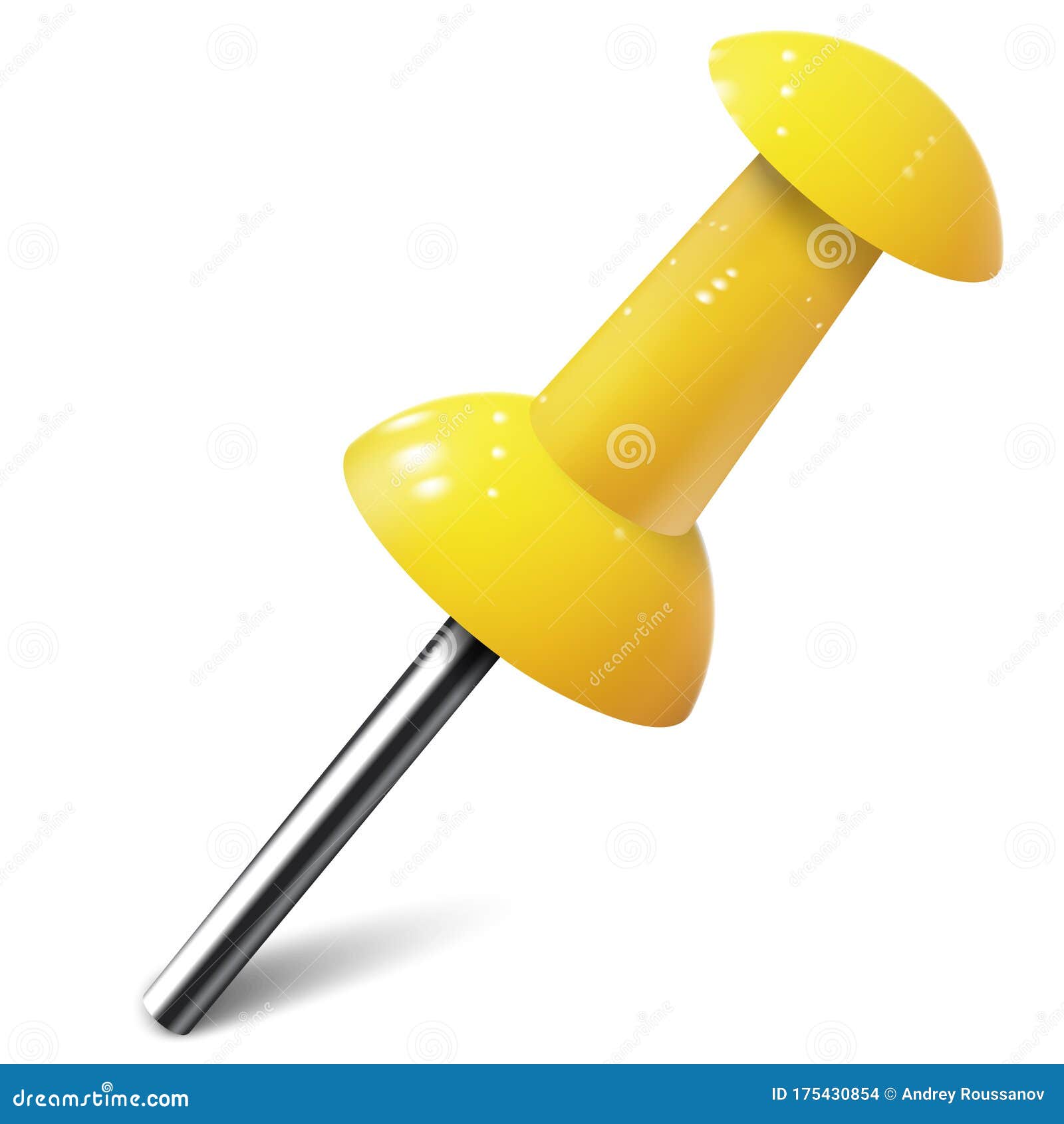 Realistic Push Pin in Yellow Color. Thumbtack Stock Vector ...