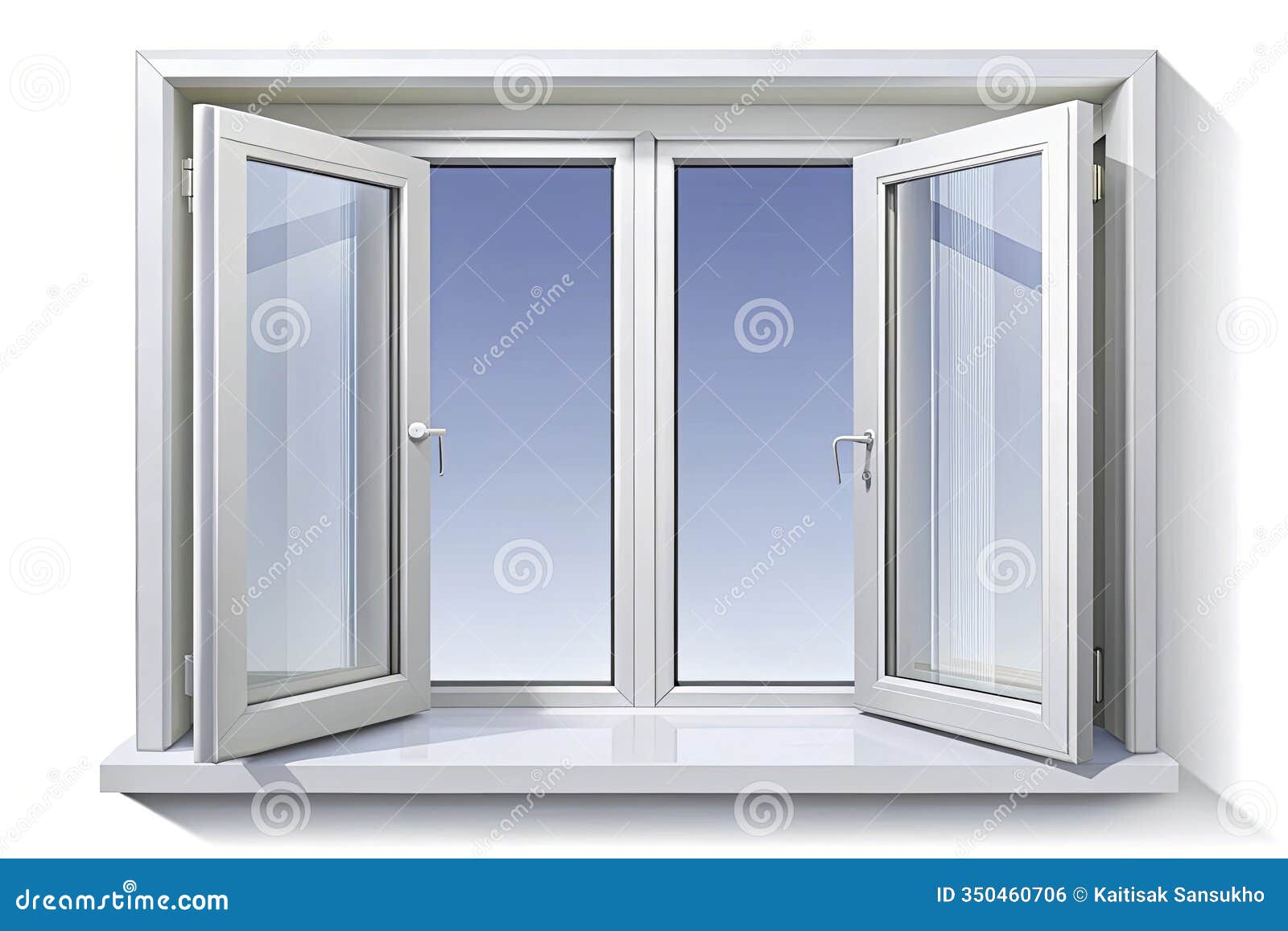 Realistic PVC Window Sill Templates for Open and Closed Single Plastic ...