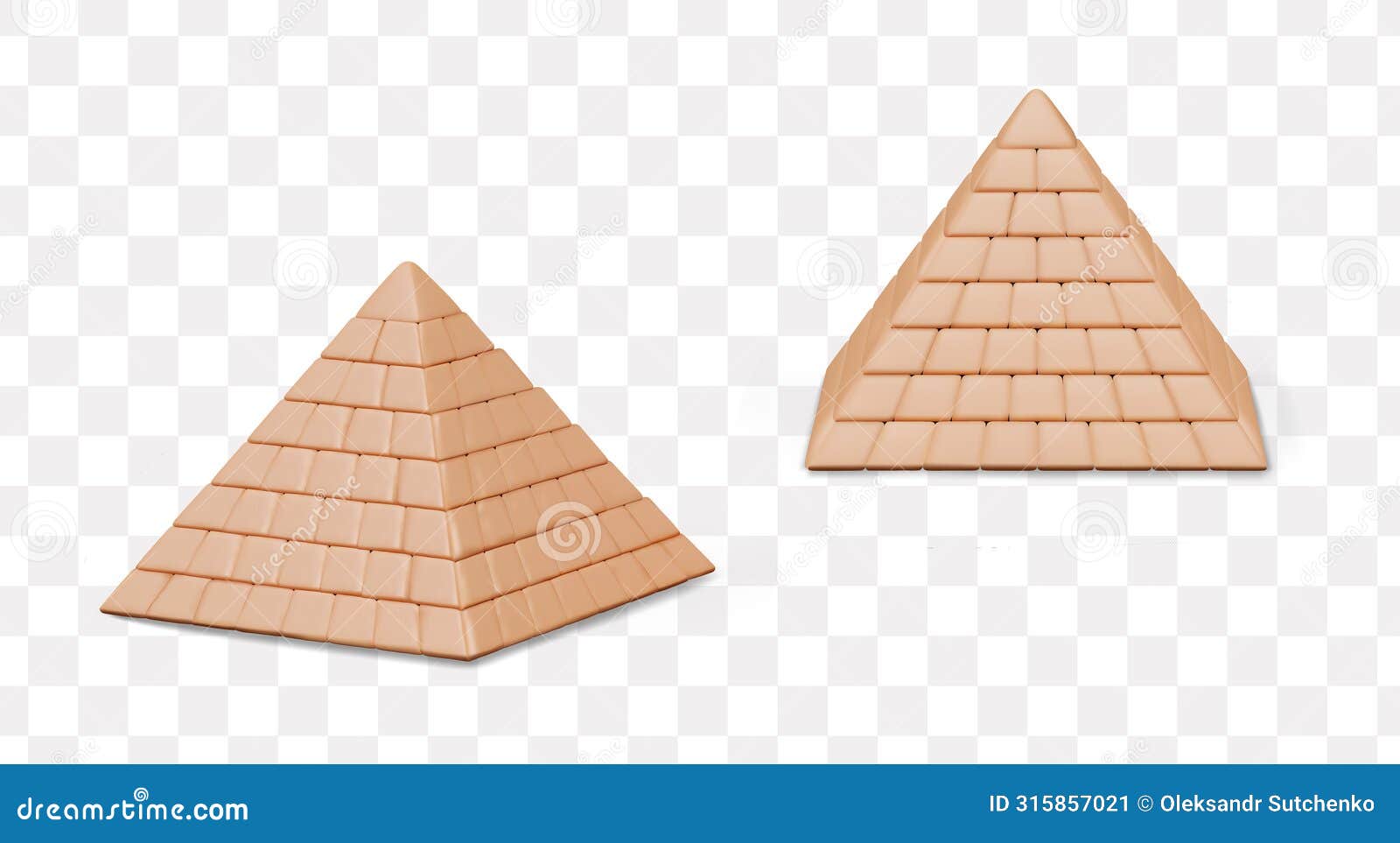 Realistic Pyramid in Different Positions. Set of Isolated Vector Images ...