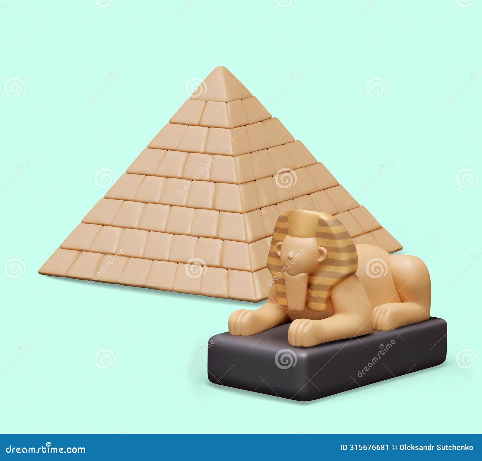 Realistic Pyramid, Great Sphinx. Vector Composition for Web Design ...