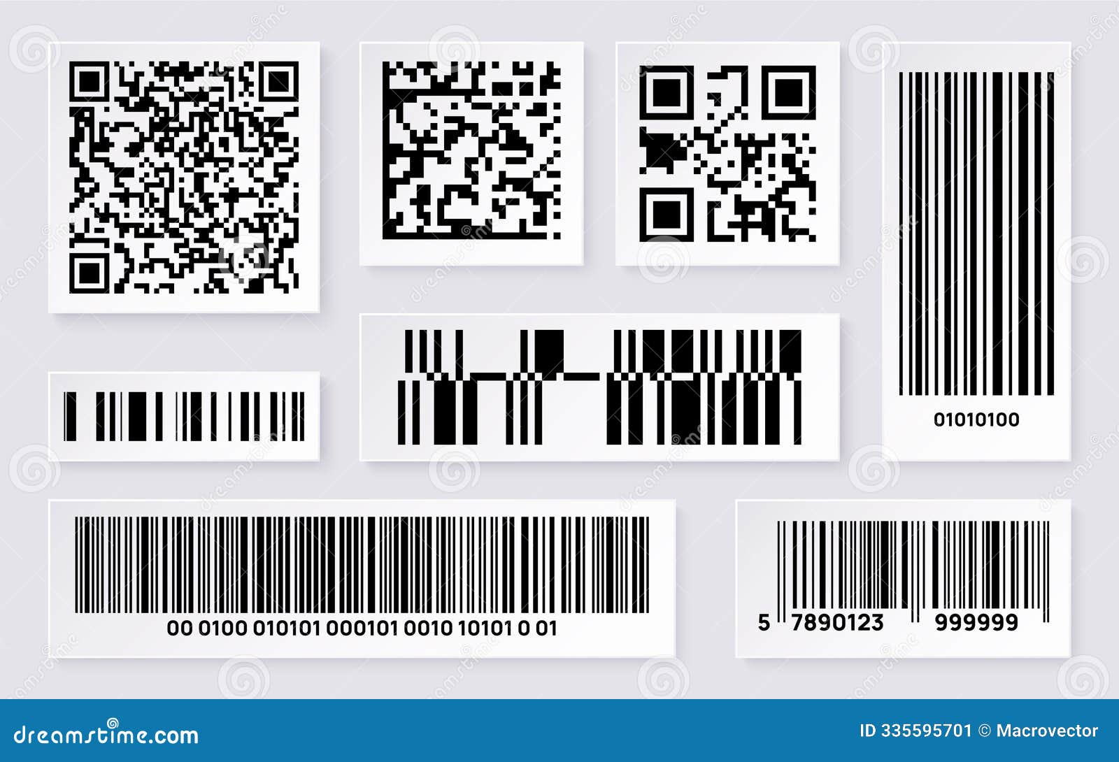 QR Codes And Barcodes Set In Realistic Style Royalty-Free Stock ...