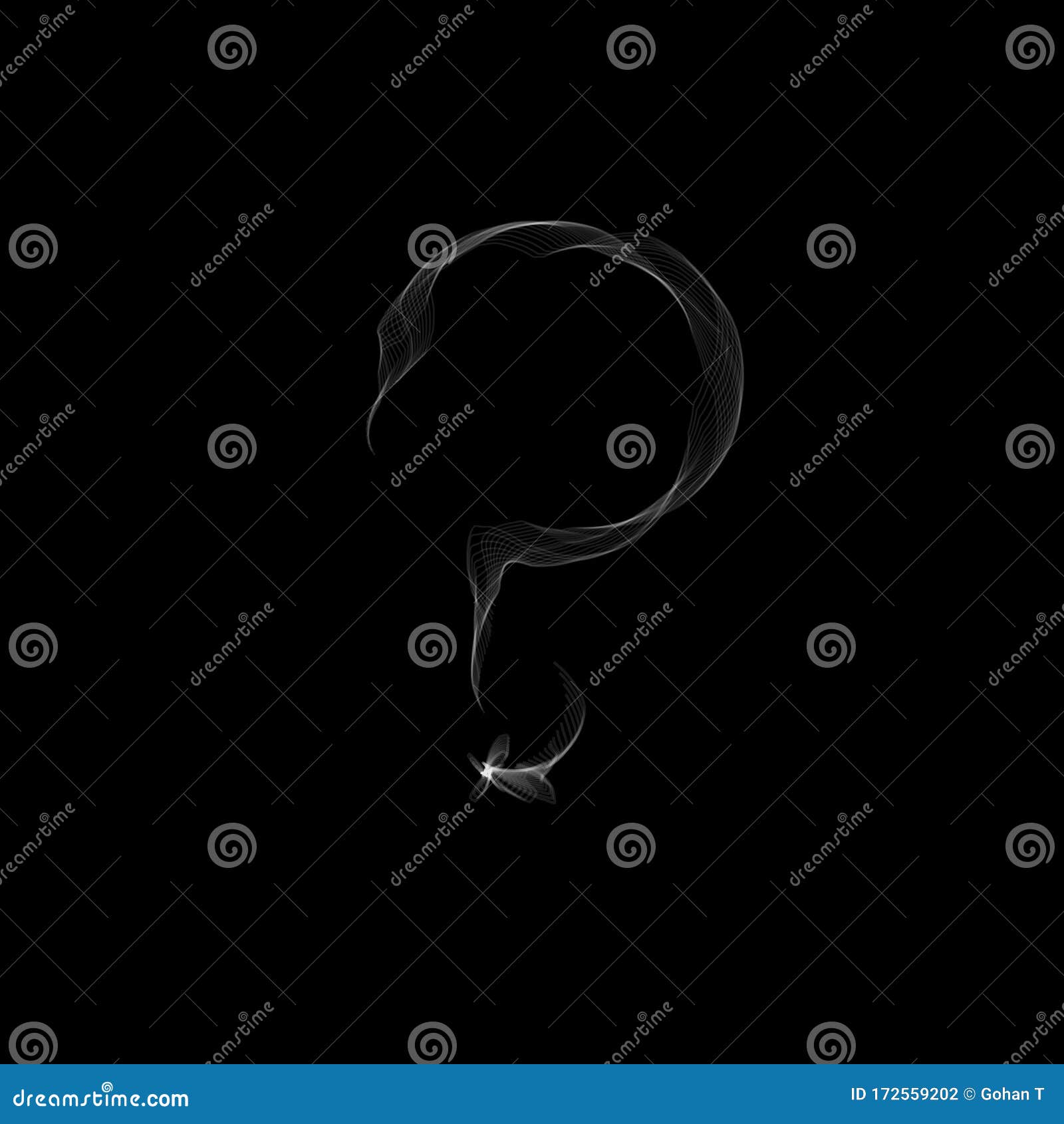 Realistic Question Mark Shaped Vectors with Tiny Bird Wing on Dark ...