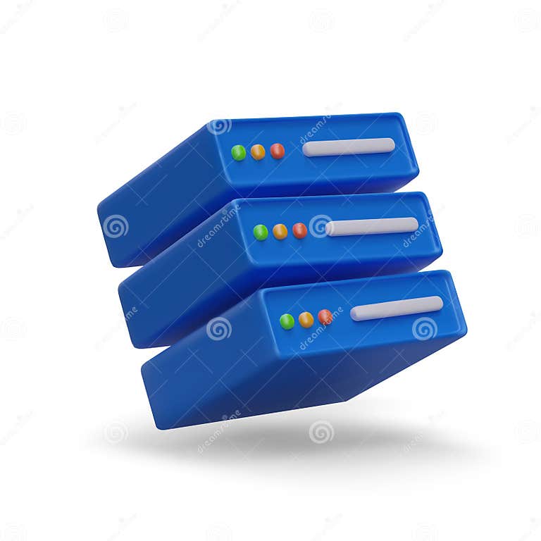 Realistic Rack Server System, Side View. Safe Storage of Information ...