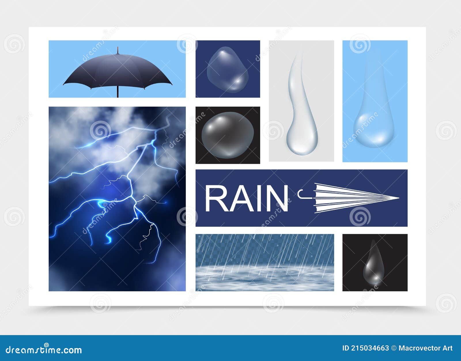 Realistic Rain Elements Composition Stock Vector - Illustration of ...