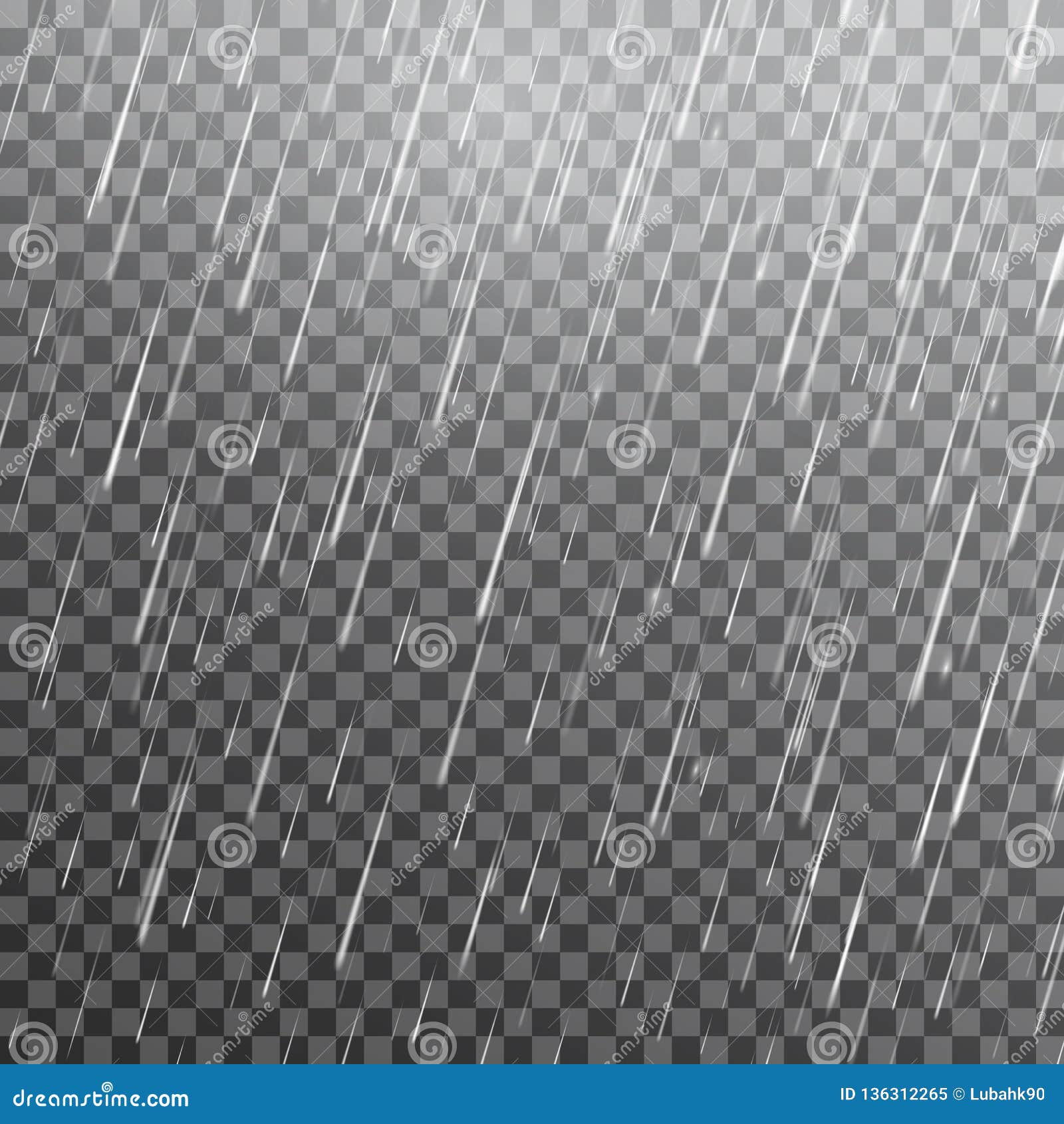 Realistic Rain On Transparent Background. Falling Water Drops. Rainfall ...
