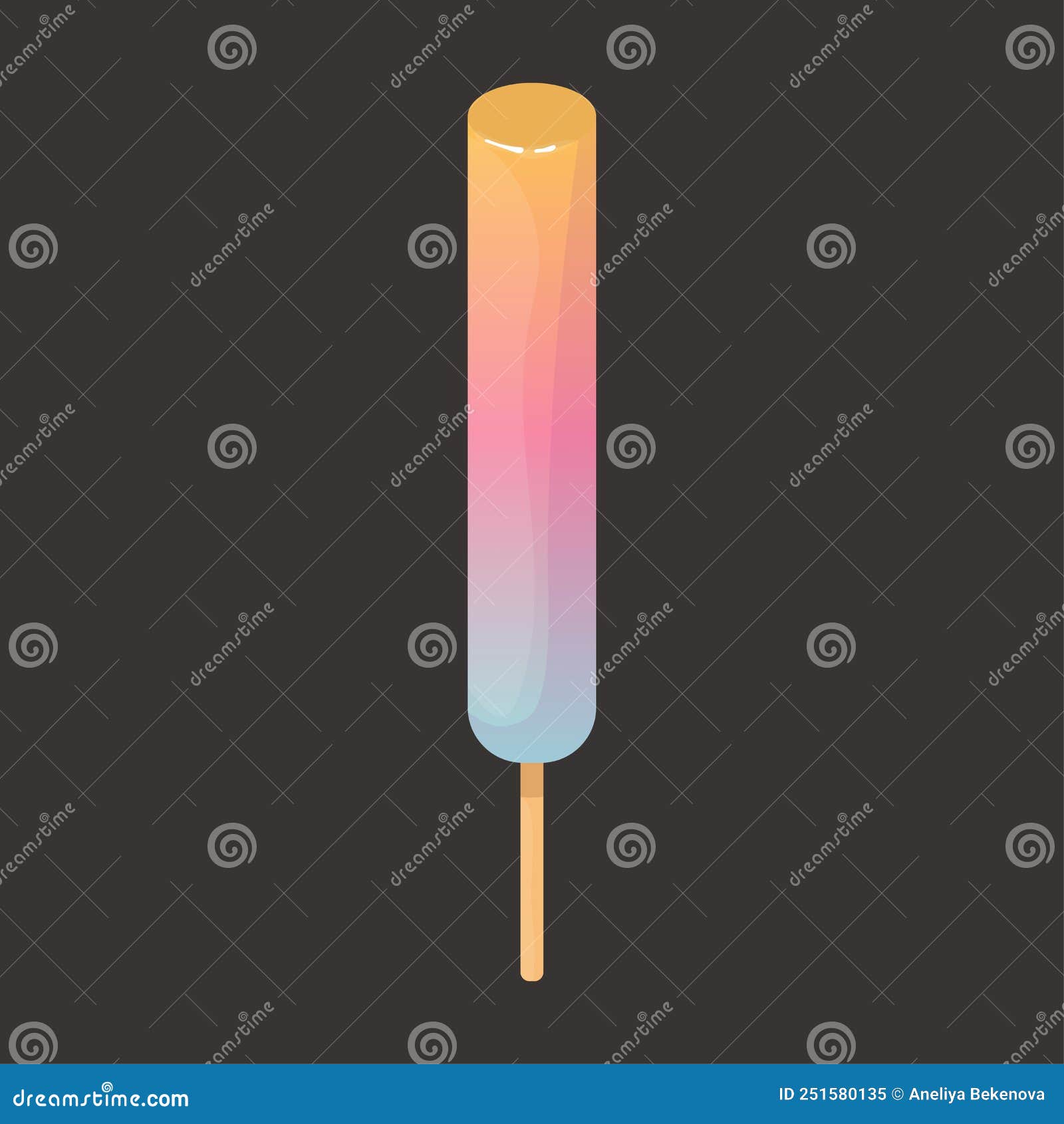 Realistic Rainbow Gradient Popsicle Icon on Dark Background - Vector ...