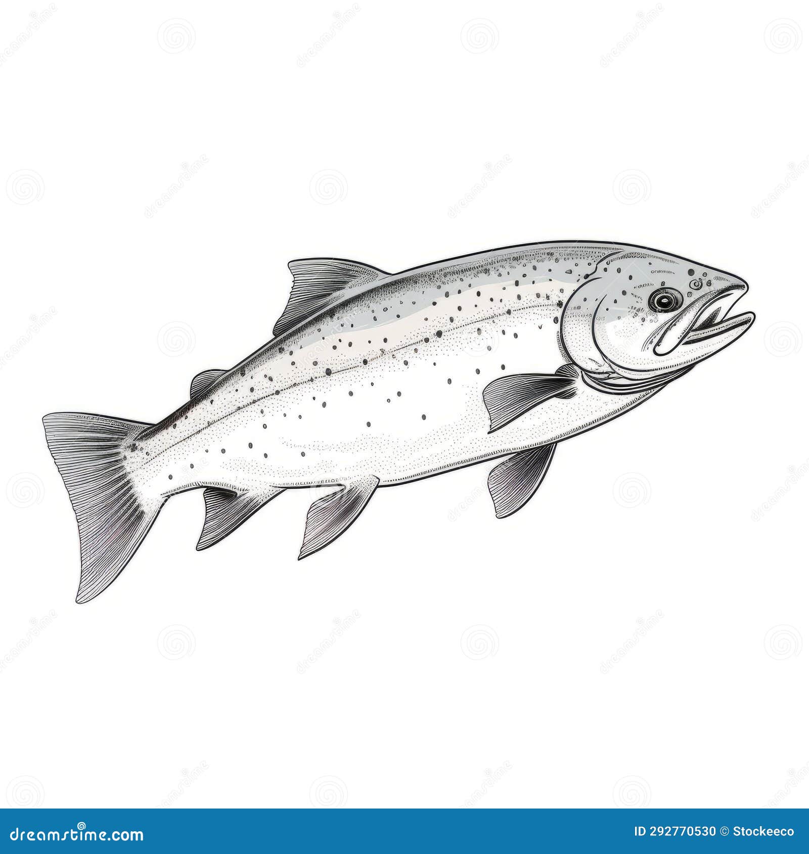 Trout Design and Illustration: Gray and Silver Artwork with Stark ...