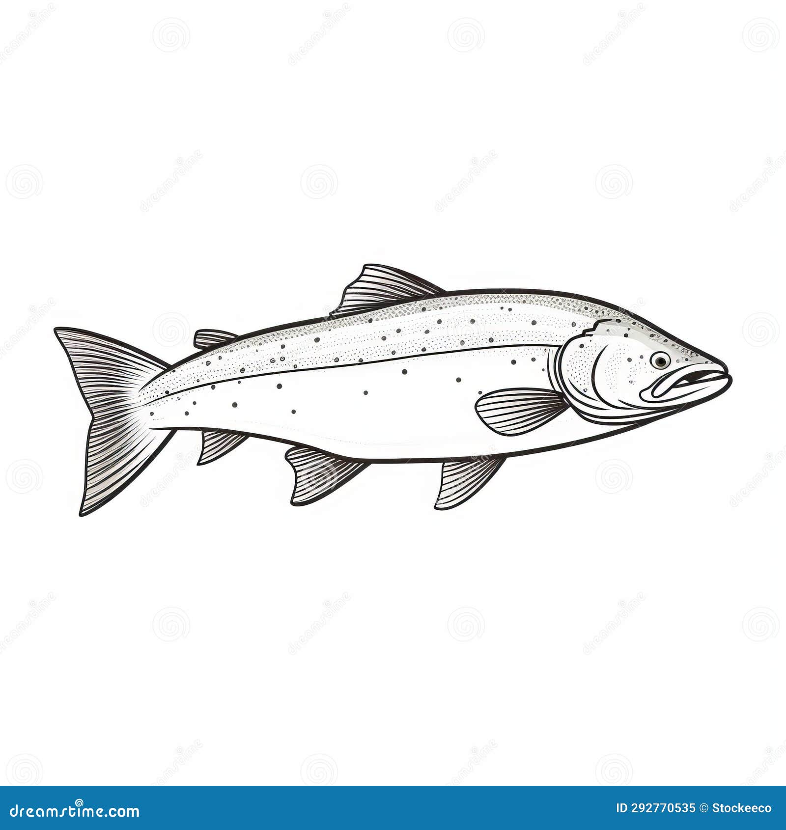 Black and White Arrowhead Salmon Graphic Illustration Stock ...