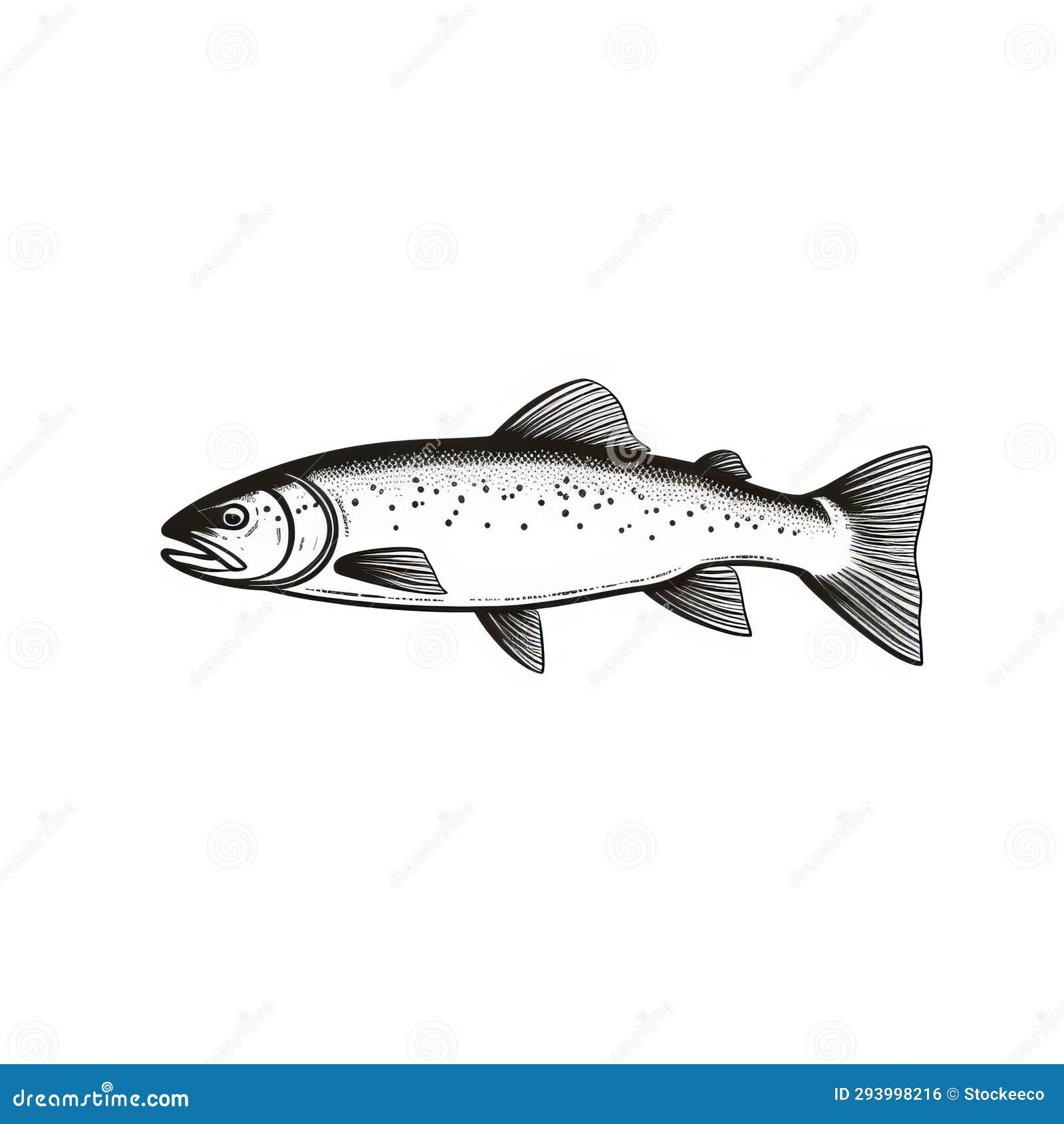 Stark and Honest Black and White Fish Illustration Stock Photo - Image ...