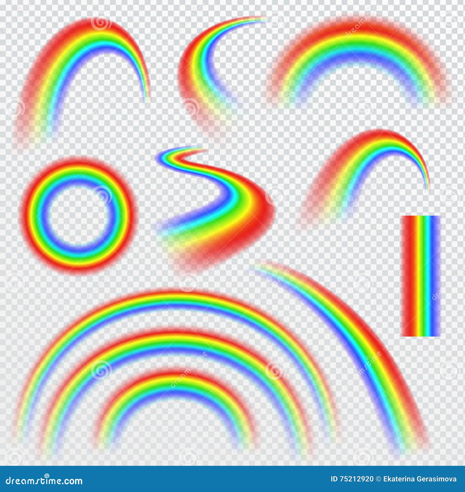 Realistic Rainbows in Different Shape Stock Vector - Illustration of ...