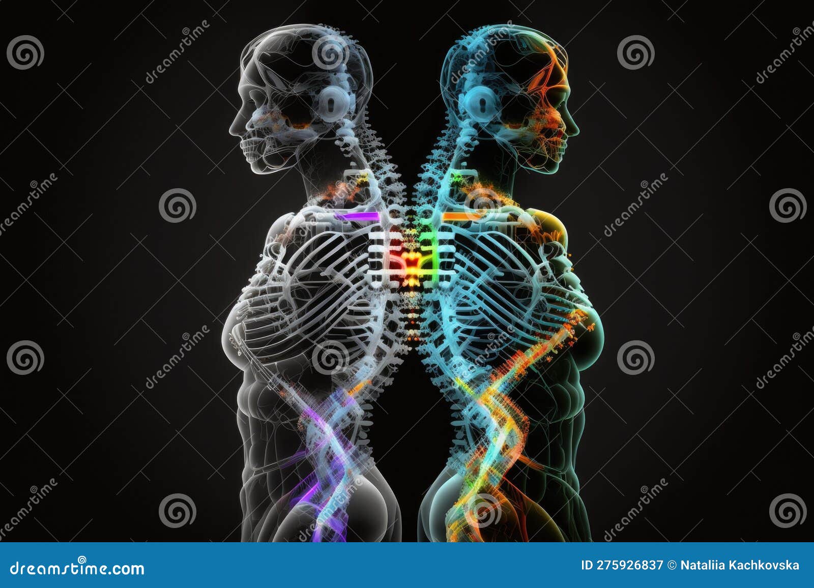 Realistic X-ray of Human Bodies Stock Illustration - Illustration of ...