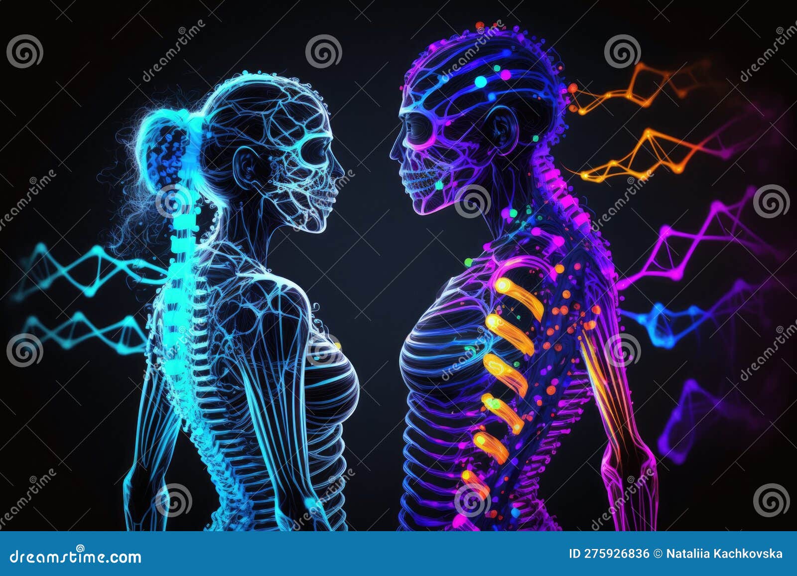 Realistic X-ray of Human Bodies Stock Illustration - Illustration of ...