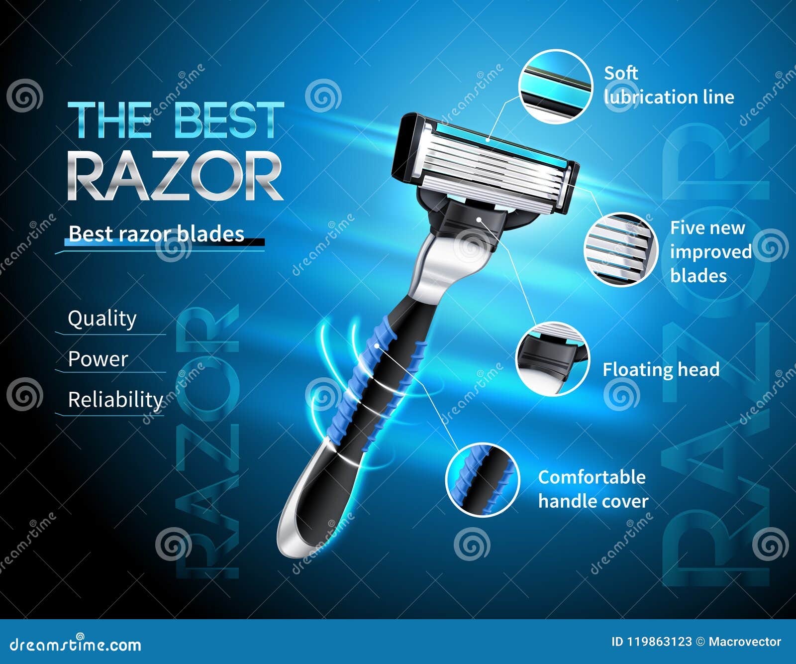 Realistic Razor Advertising Poster Stock Vector - Illustration of ...