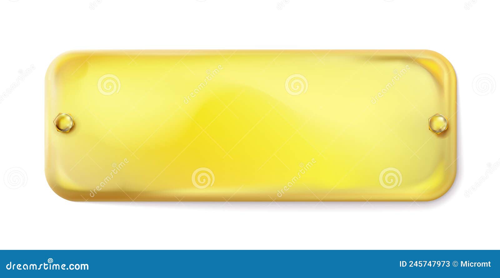 Realistic Rectangular Light Golden Plate with Gold Screws Isolated ...