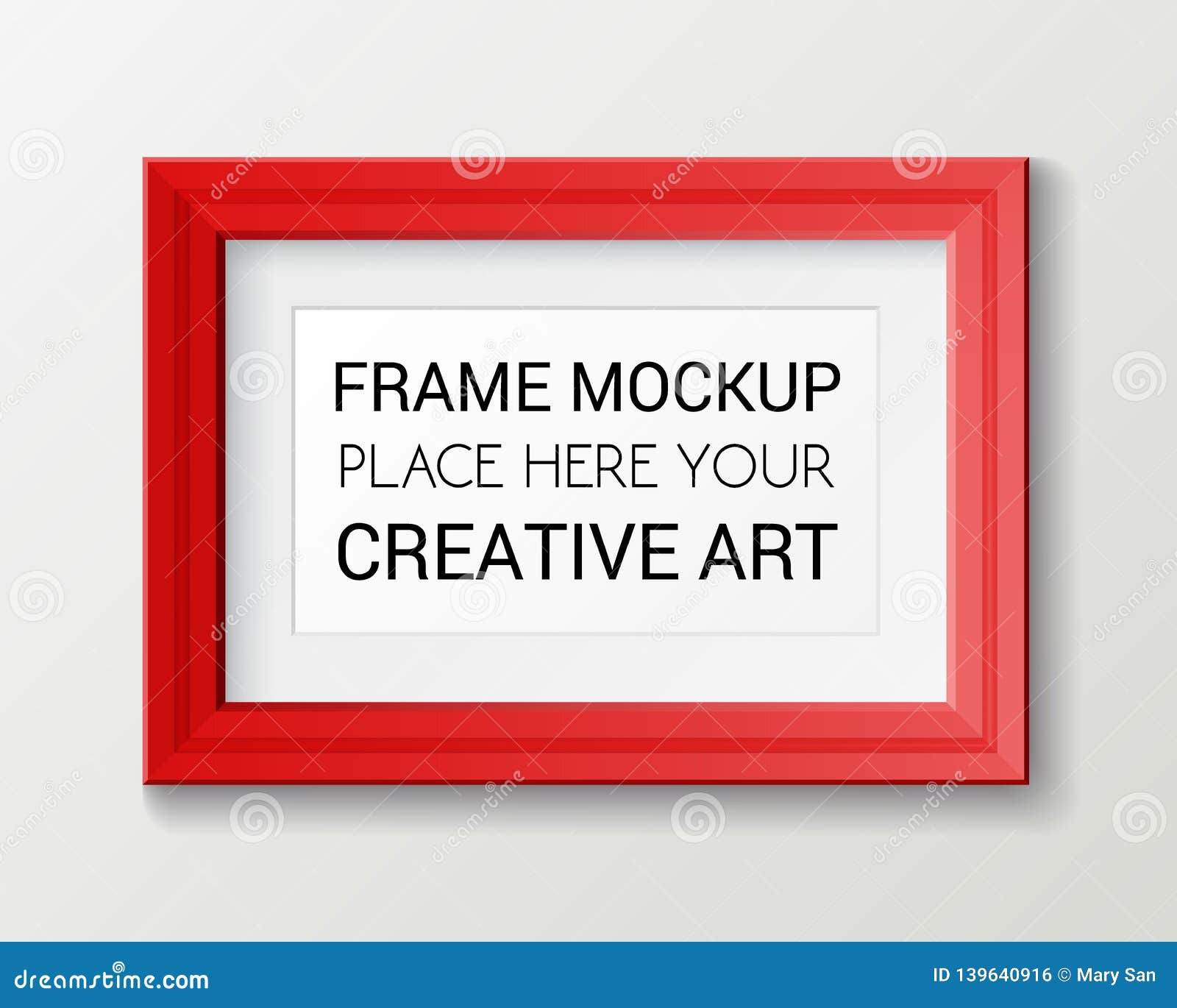 Realistic Rectangular Red Frame Template, Frame On The Wall Mockup With ...