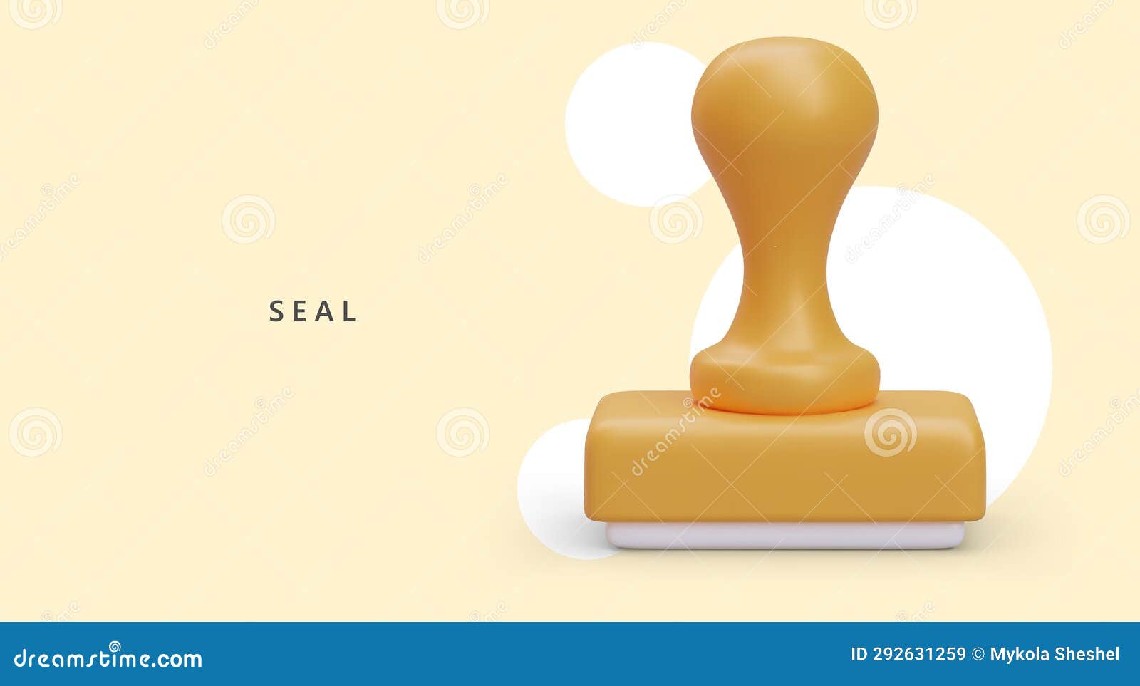 Realistic Rectangular Seal with Vertical Handle, Rubber Stamp ...