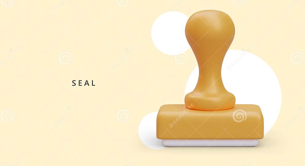 Realistic Rectangular Seal with Vertical Handle, Rubber Stamp ...