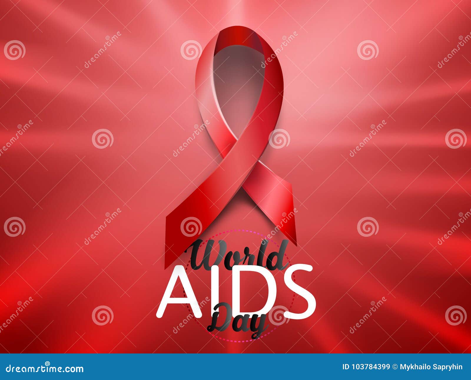 Realistic Red AIDS Ribbon. World AIDS Day Concept on Red Background ...