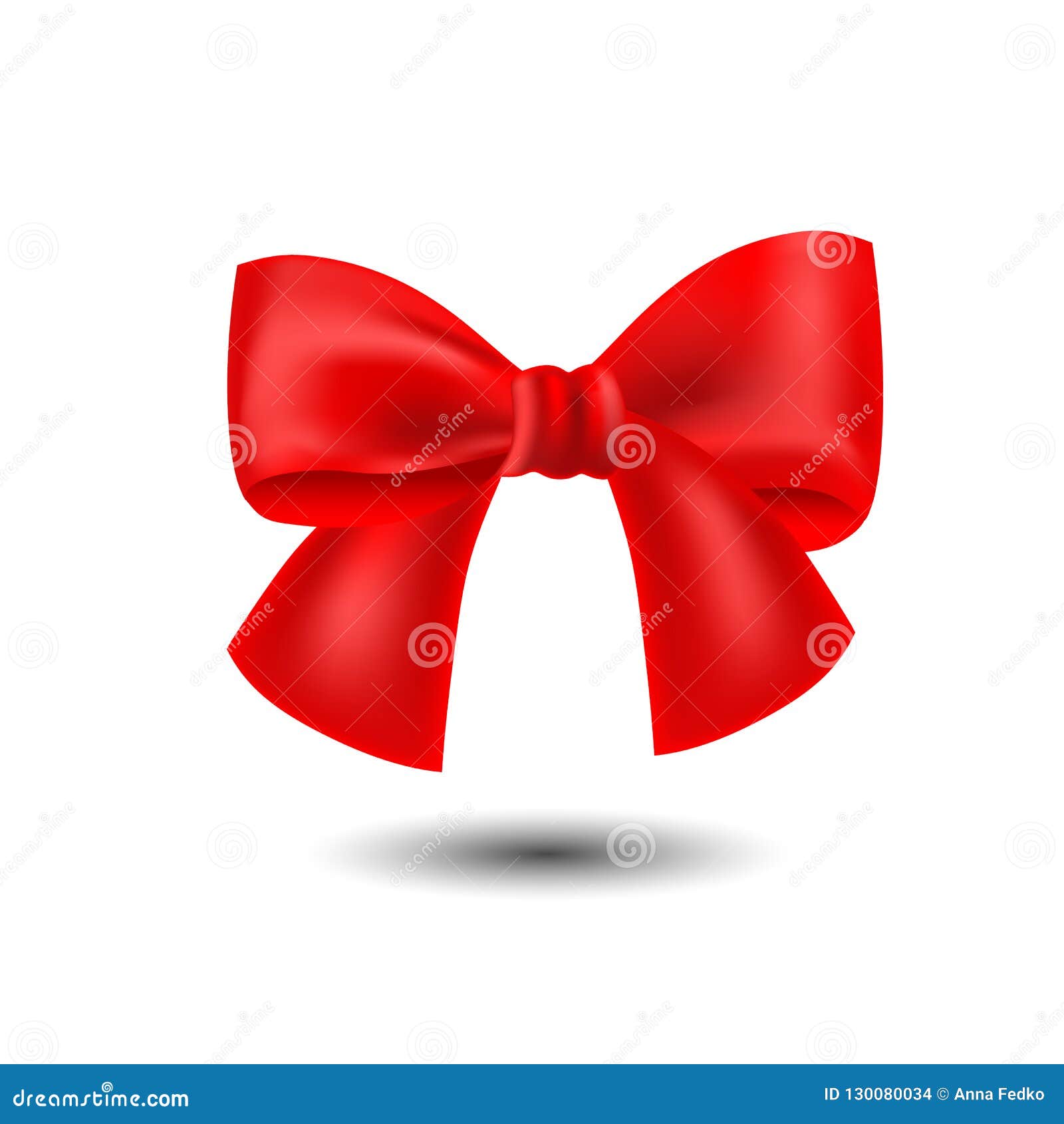 Realistic Red Bow Isolated on White Background Stock Illustration ...