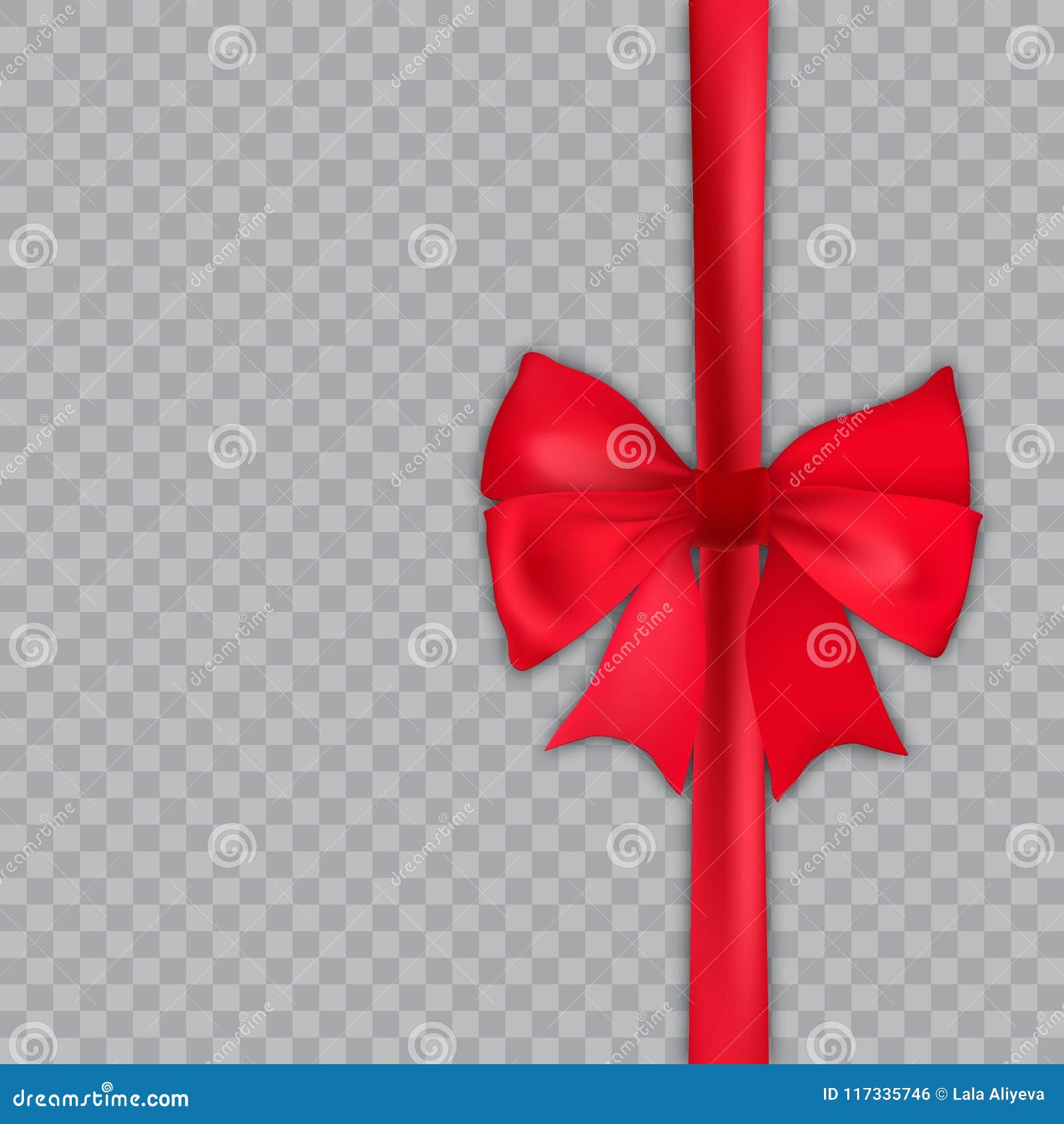 Realistic Red Bow and Satin on Transparent Background. Vector. Stock ...