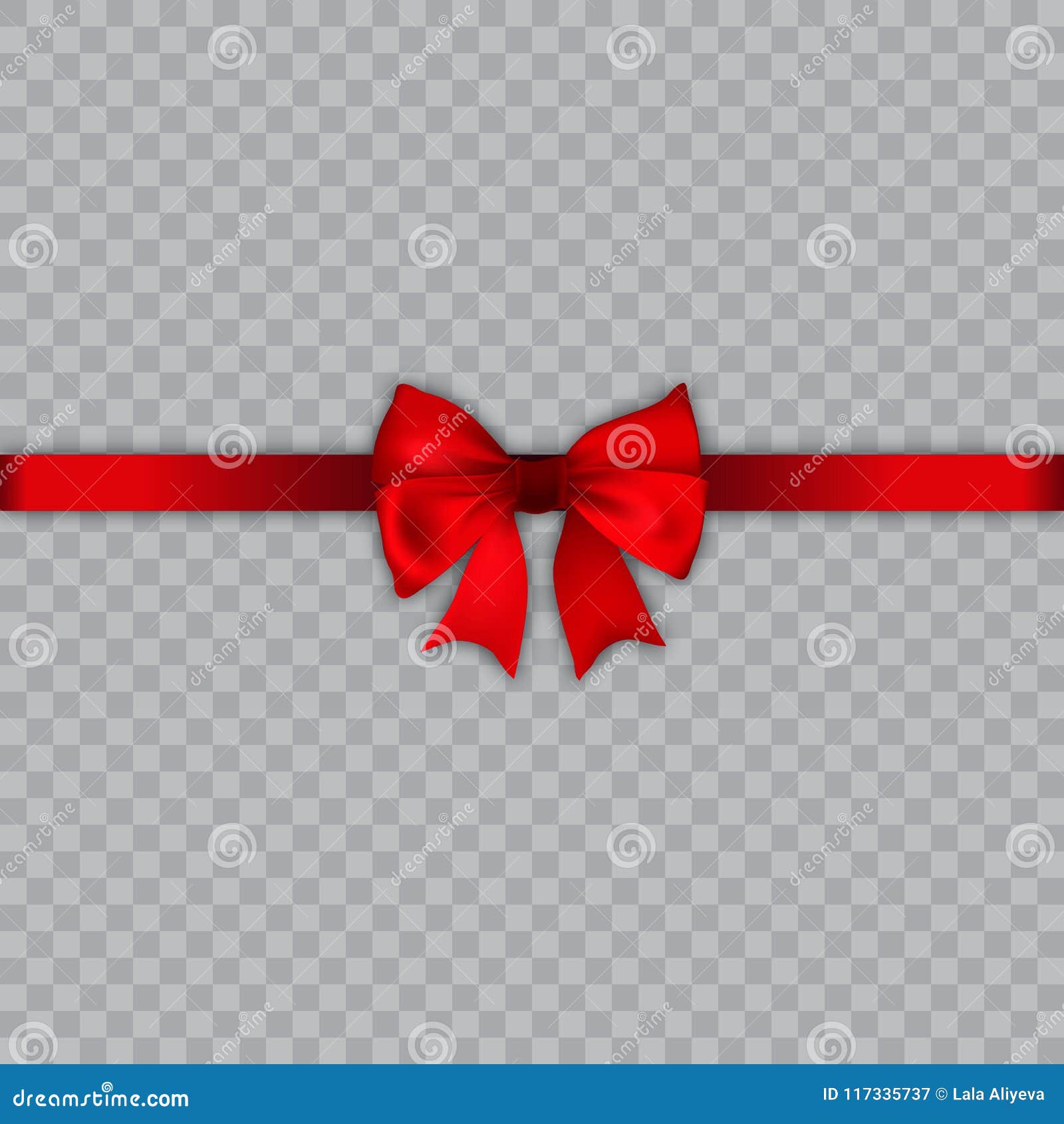 Realistic Red Bow and Satin on Transparent Background. Vector. Stock ...