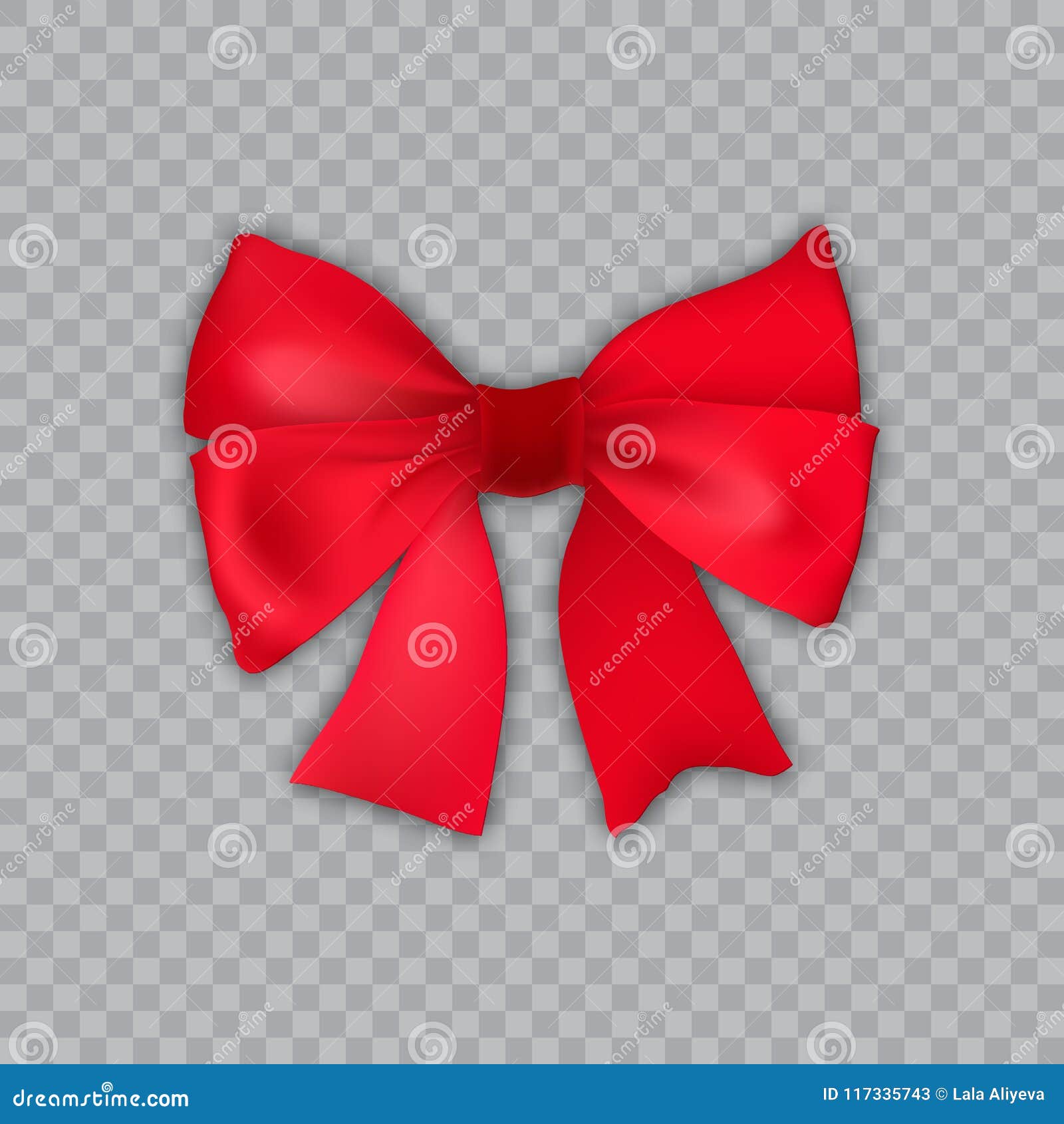 Realistic Red Bow and Satin on Transparent Background. Vector. Stock ...