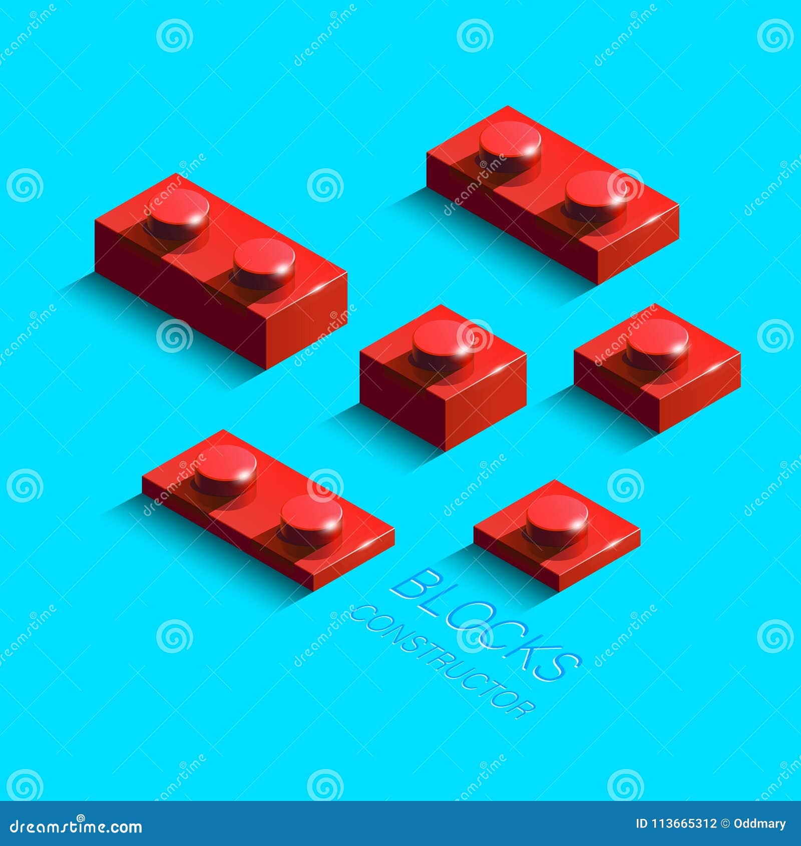 Realistic Red 3d Isometric Brics Stock Illustration - Illustration of ...