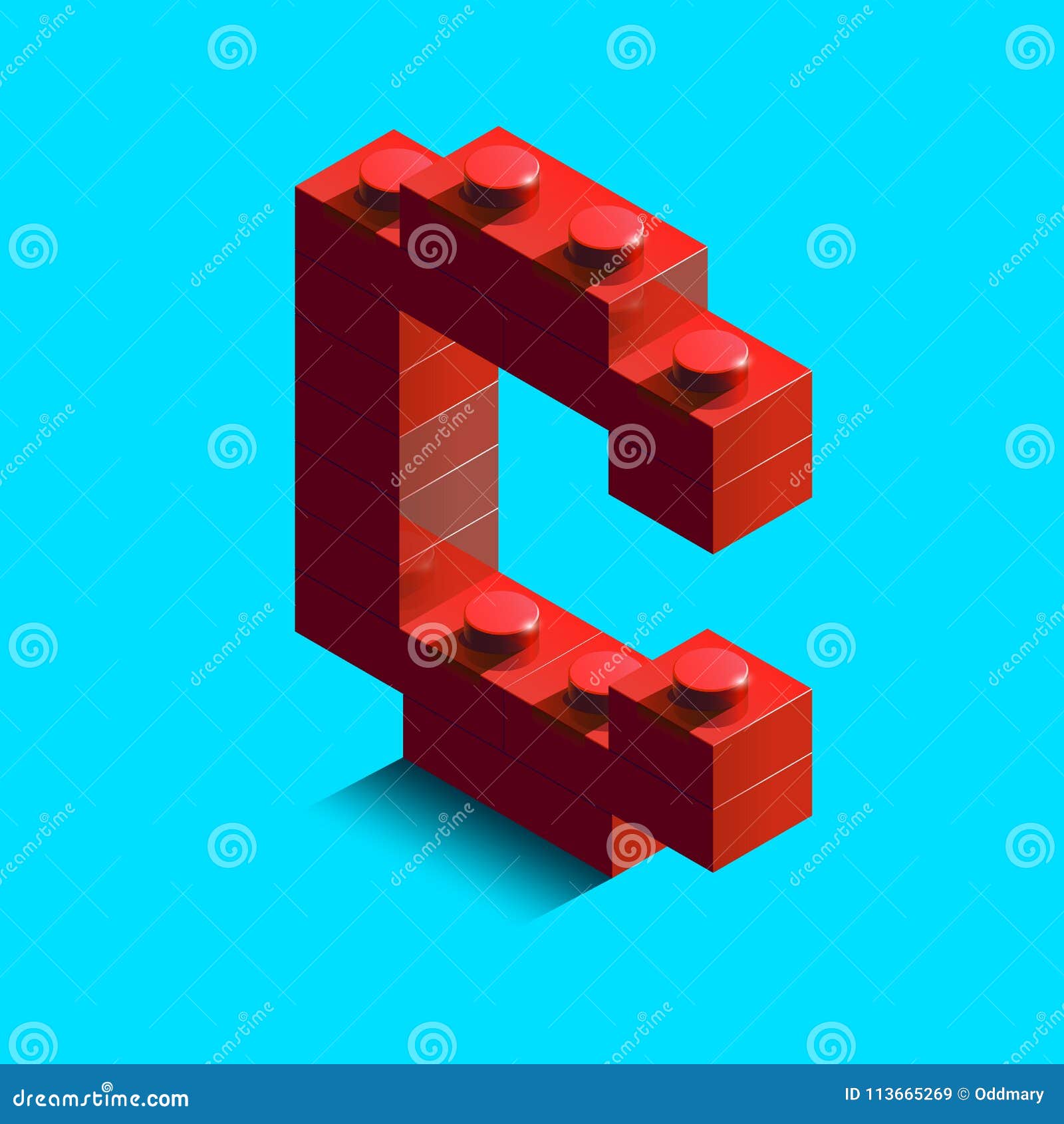 Realistic Red 3d Isometric Letter C of the Alphabet from Constructor ...
