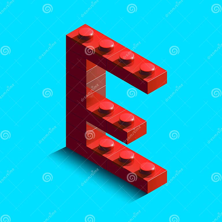 Realistic Red 3d Isometric Letter E of the Alphabet from Constructor ...