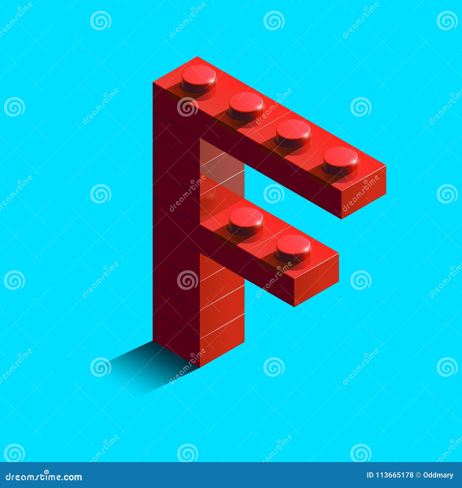 Realistic Red 3d Isometric Letter F of the Alphabet from Constructor ...