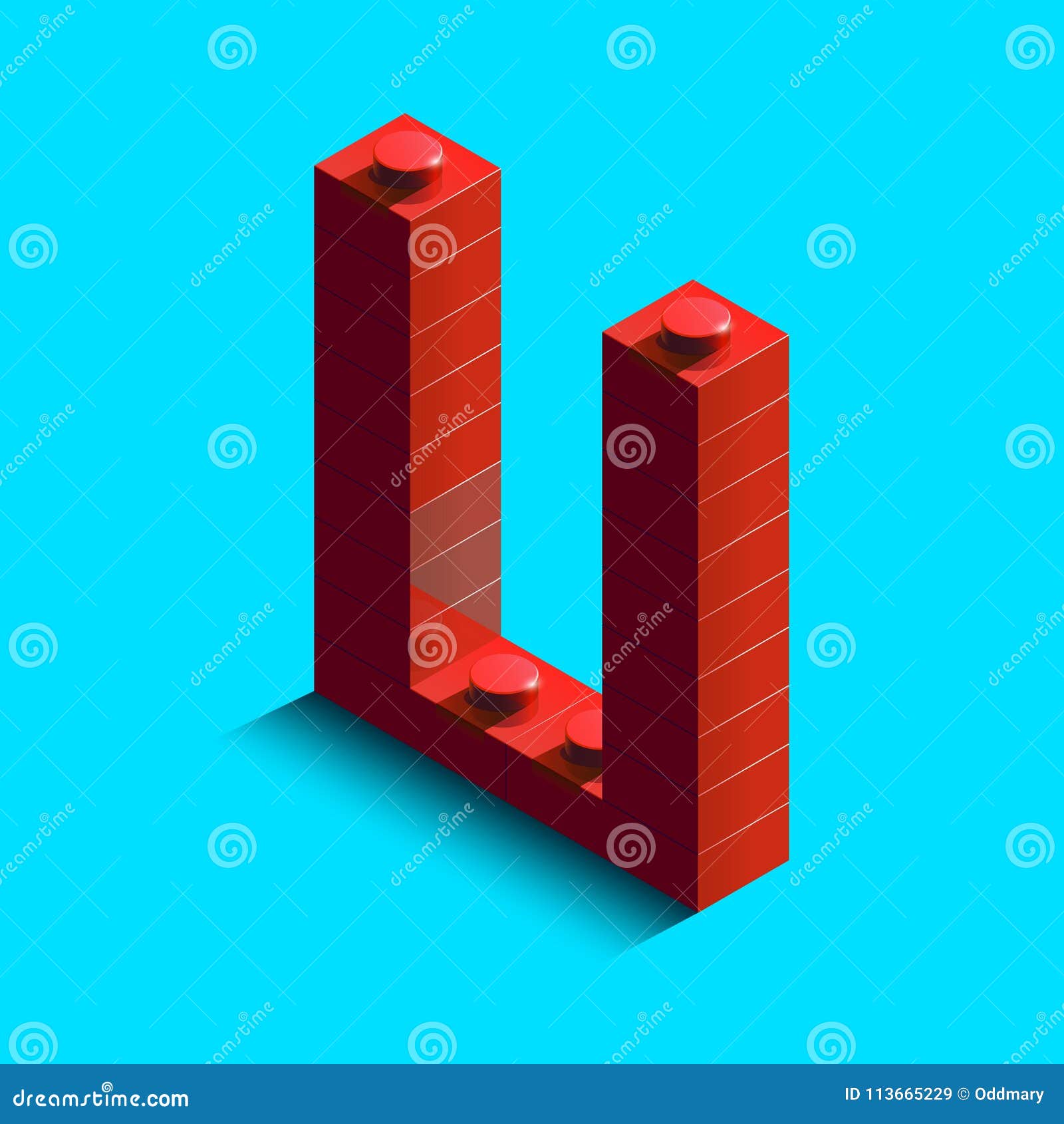 Realistic Red 3d Isometric Letter U of the Alphabet from Constructor ...