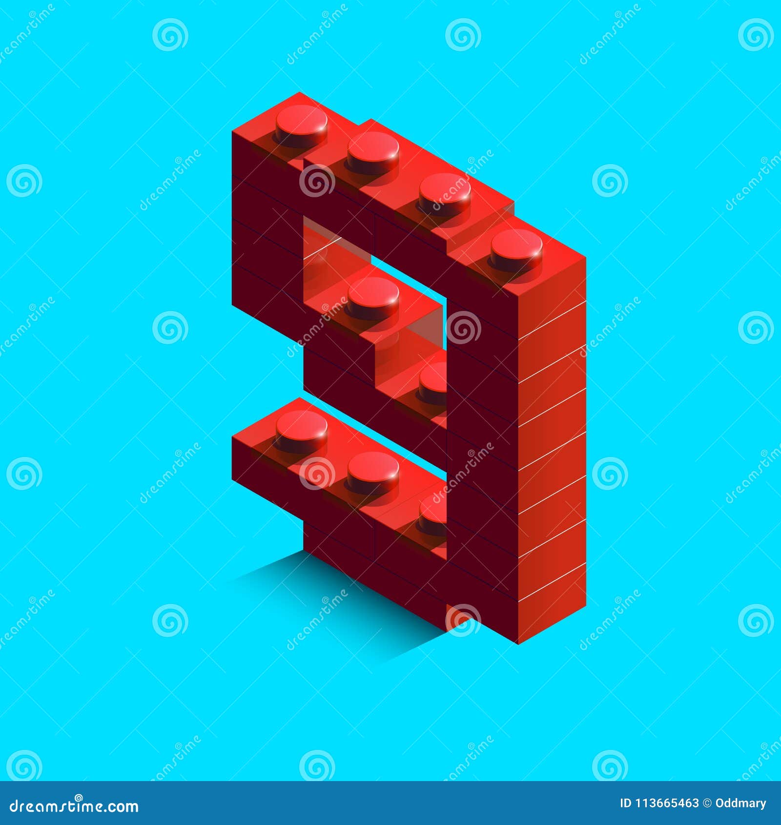 Realistic Red 3d Isometric Number 9 Stock Illustration - Illustration ...