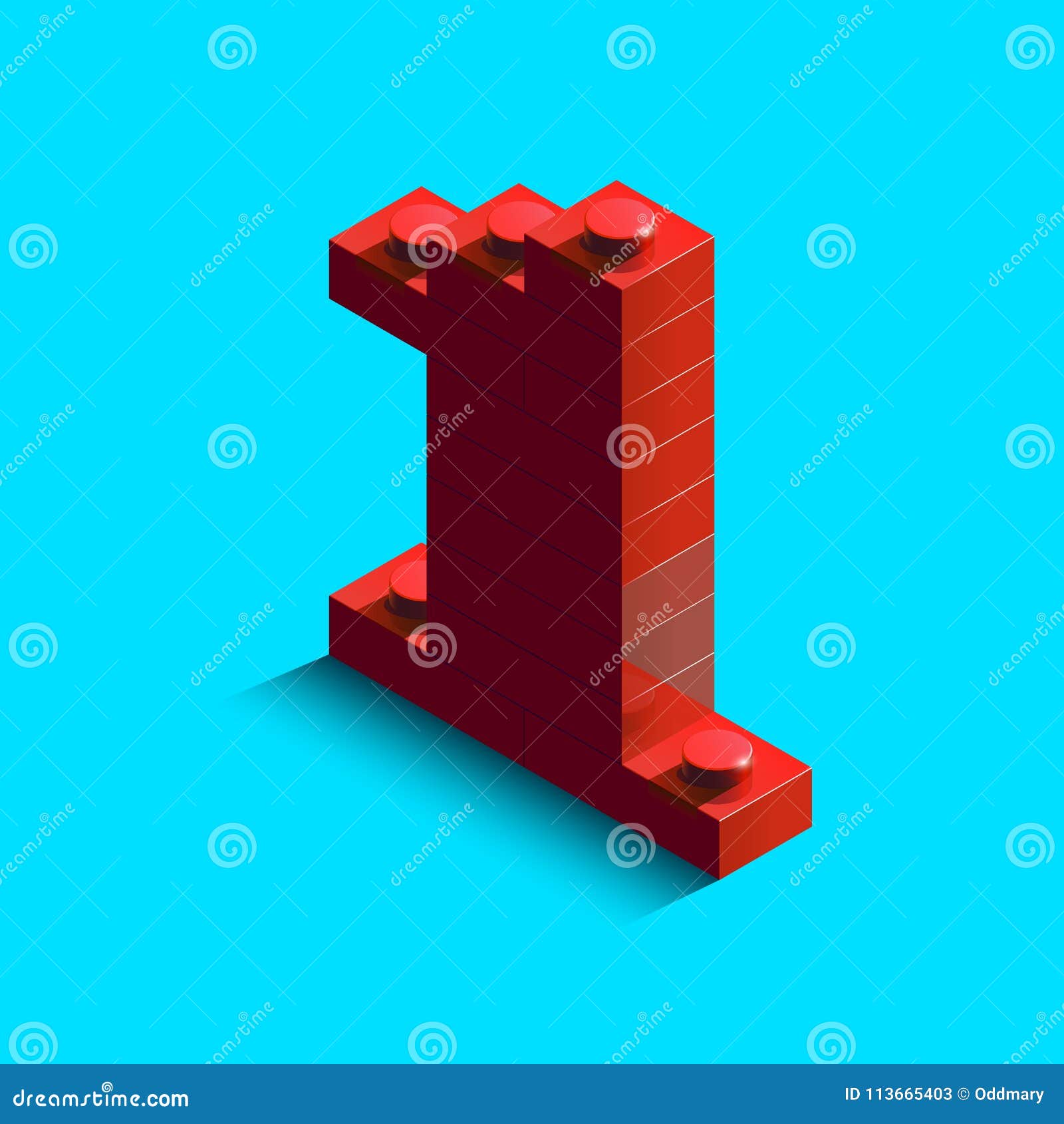 Realistic Red 3d Isometric Number 1 Stock Illustration - Illustration ...
