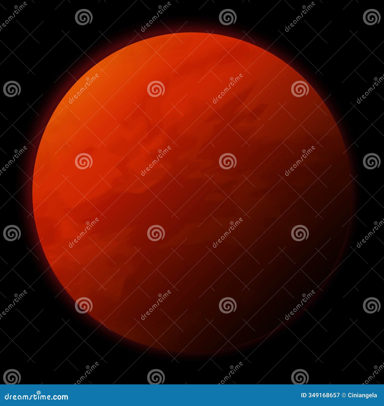 Realistic Red 3D Planet Mars on Black Background from Solar System ...