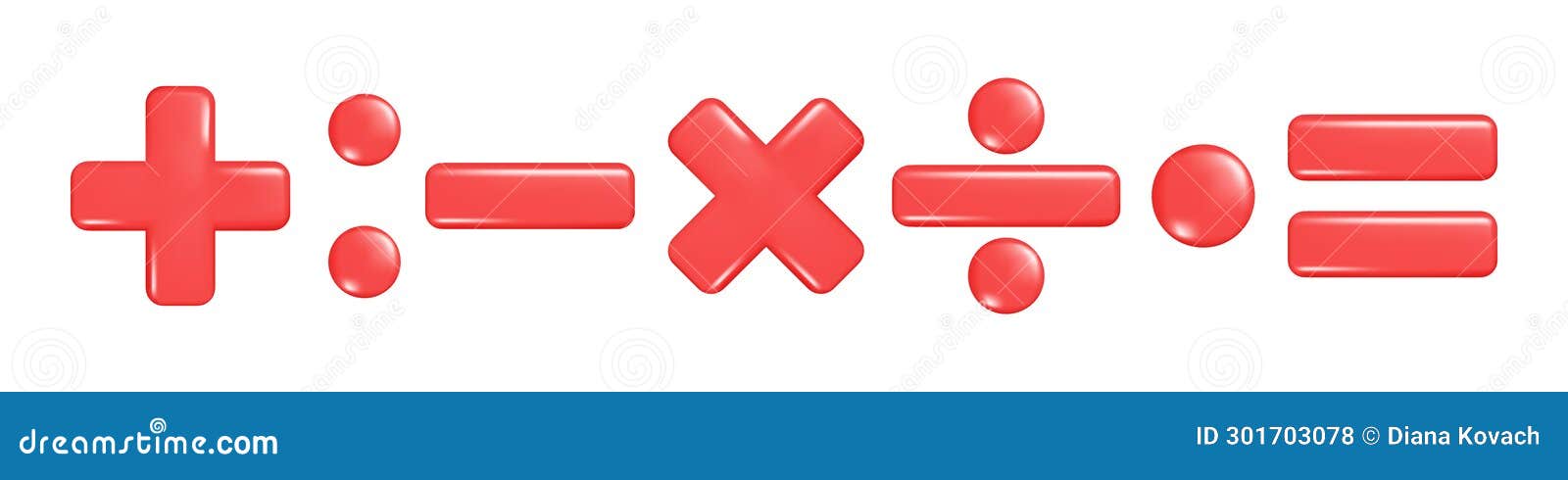 Realistic Red 3d Plus, Minus, Multiply, Division And Equal Sign ...