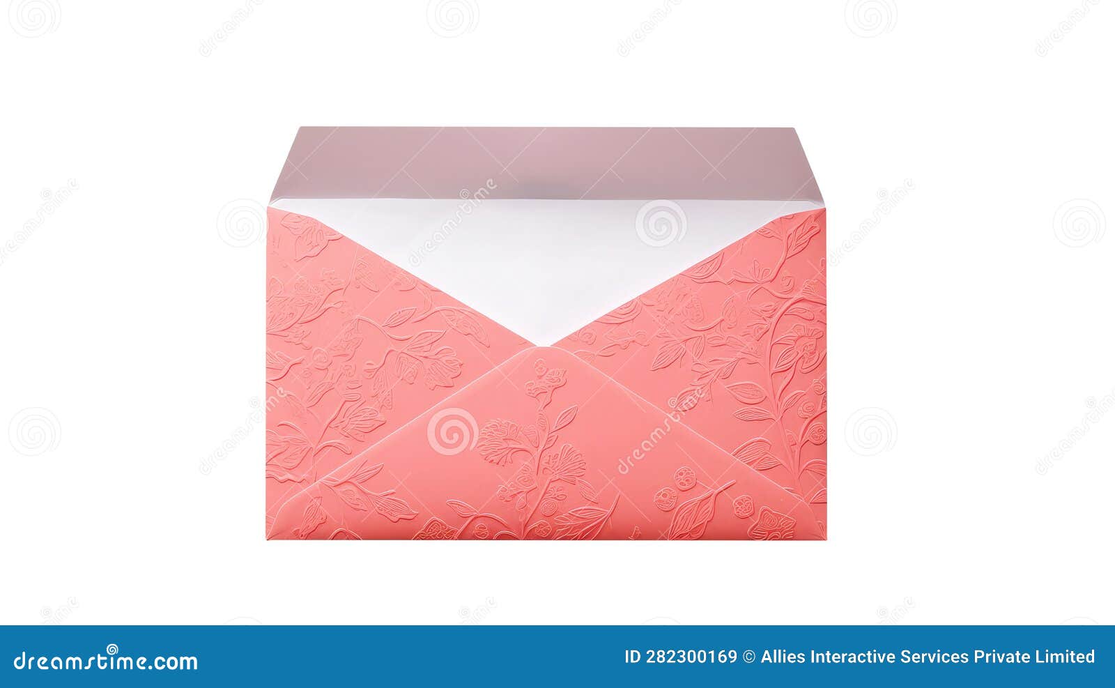 Realistic Red Embossed Floral Open Envelope Element Stock Illustration ...