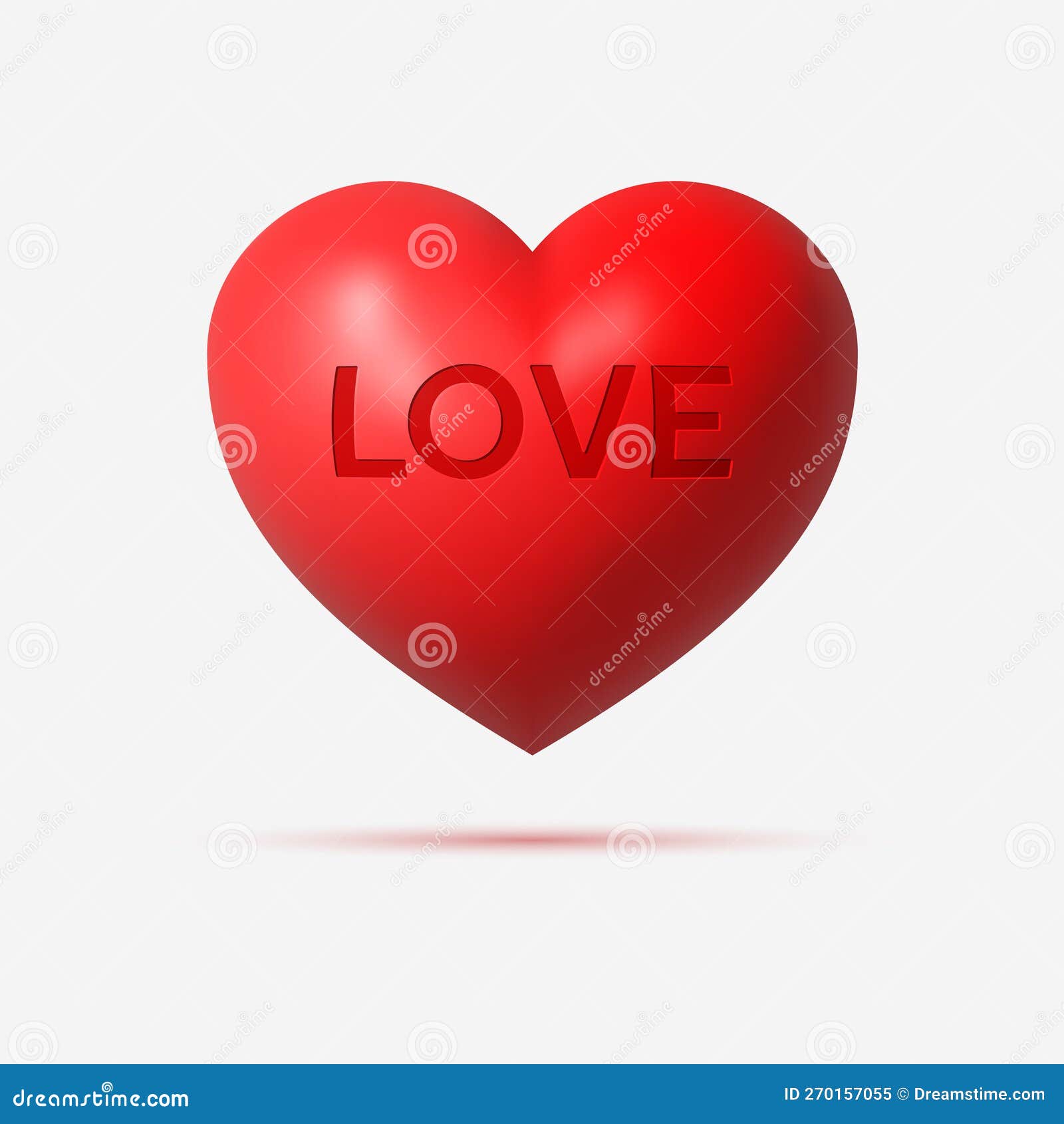 Realistic Red Heart with the Inscription Love. Vector 3d Illustration ...