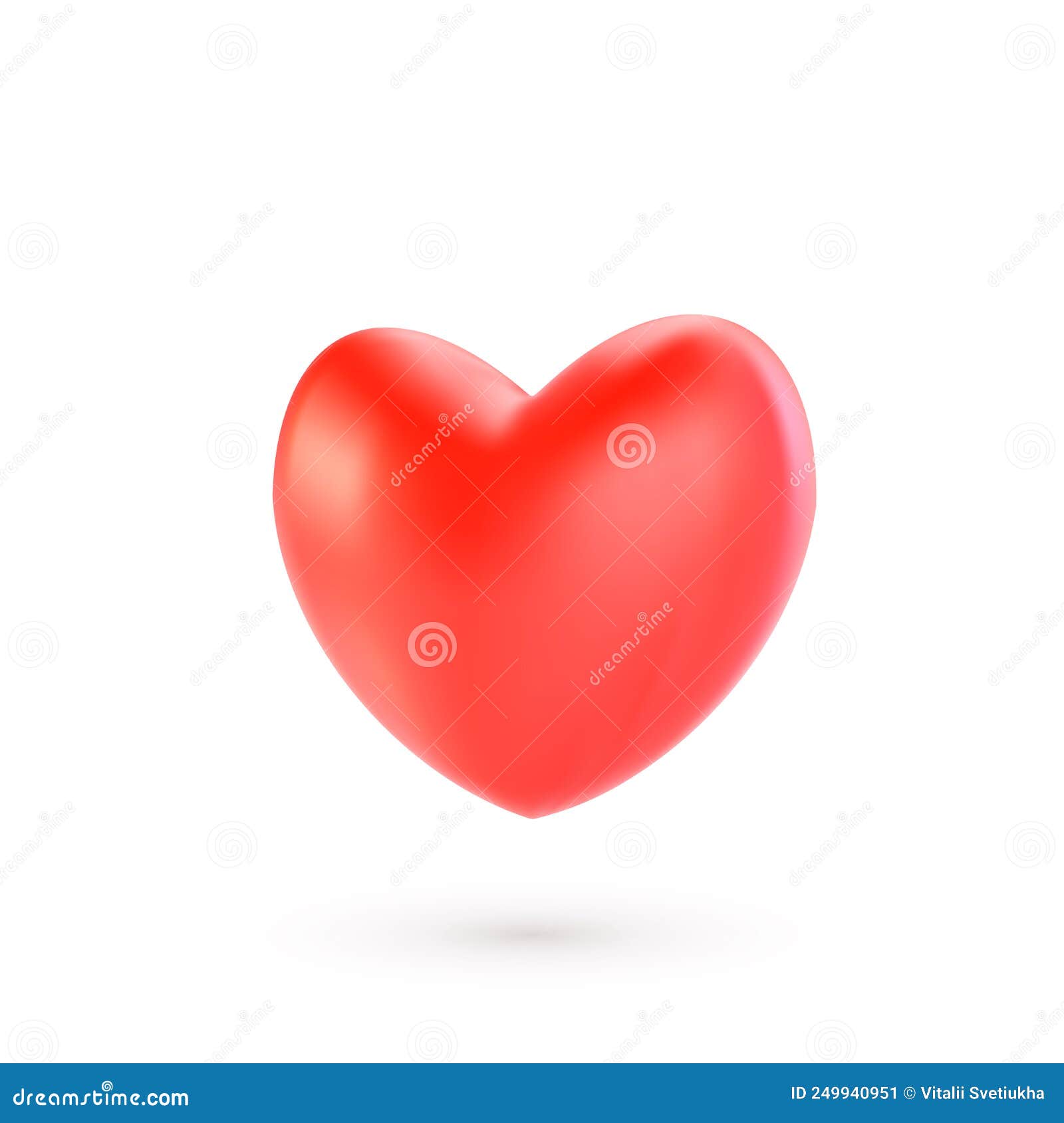 Realistic Red Heart with Shadow Isolated on White Background. 3d Render ...