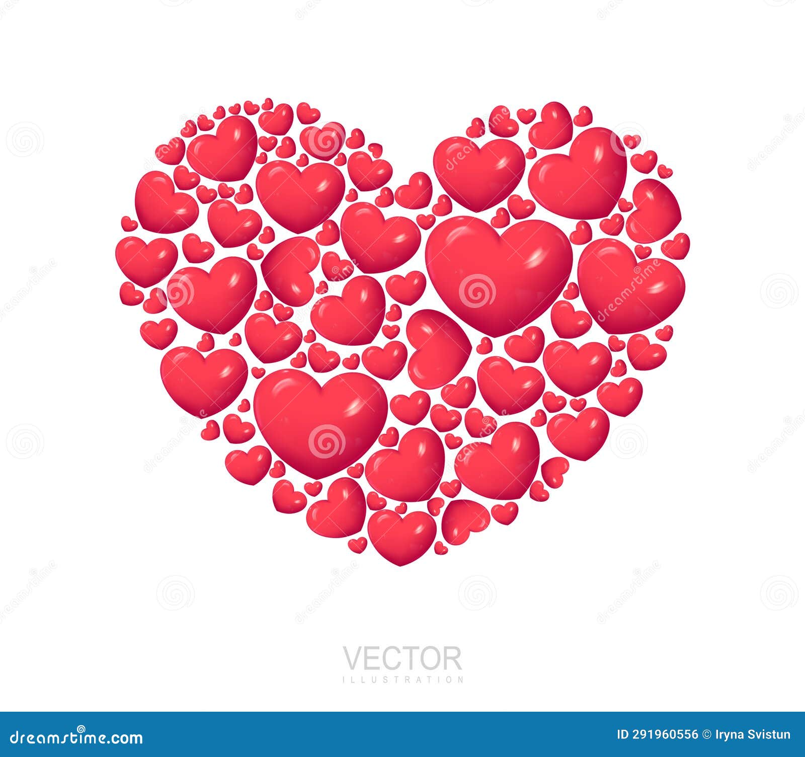 Realistic Red Hearts. Heart Made of Small Hearts. Vector. Illustration ...