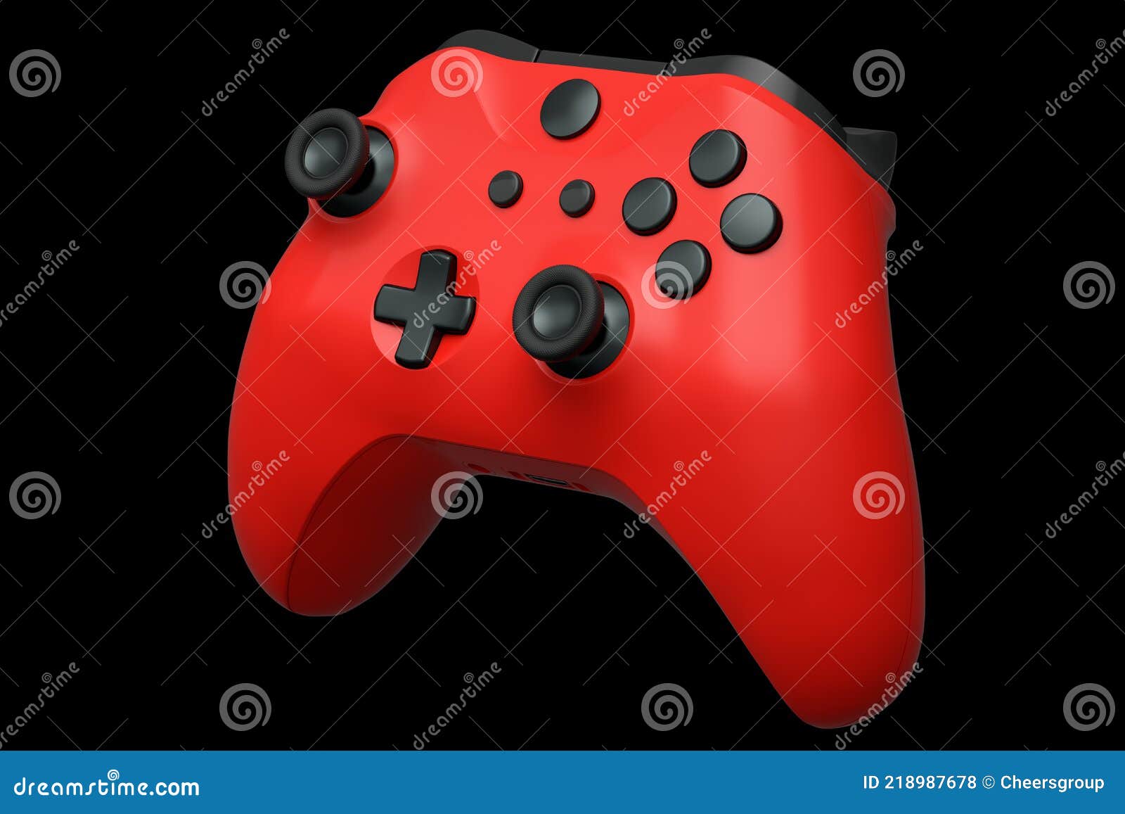 Realistic Red Joystick for Video Game Controller on Black Background ...
