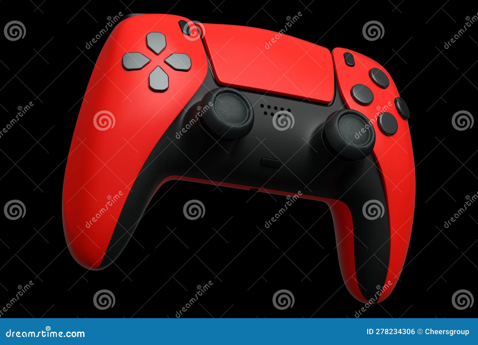Realistic Red Joystick for Video Game Controller on Black Background ...