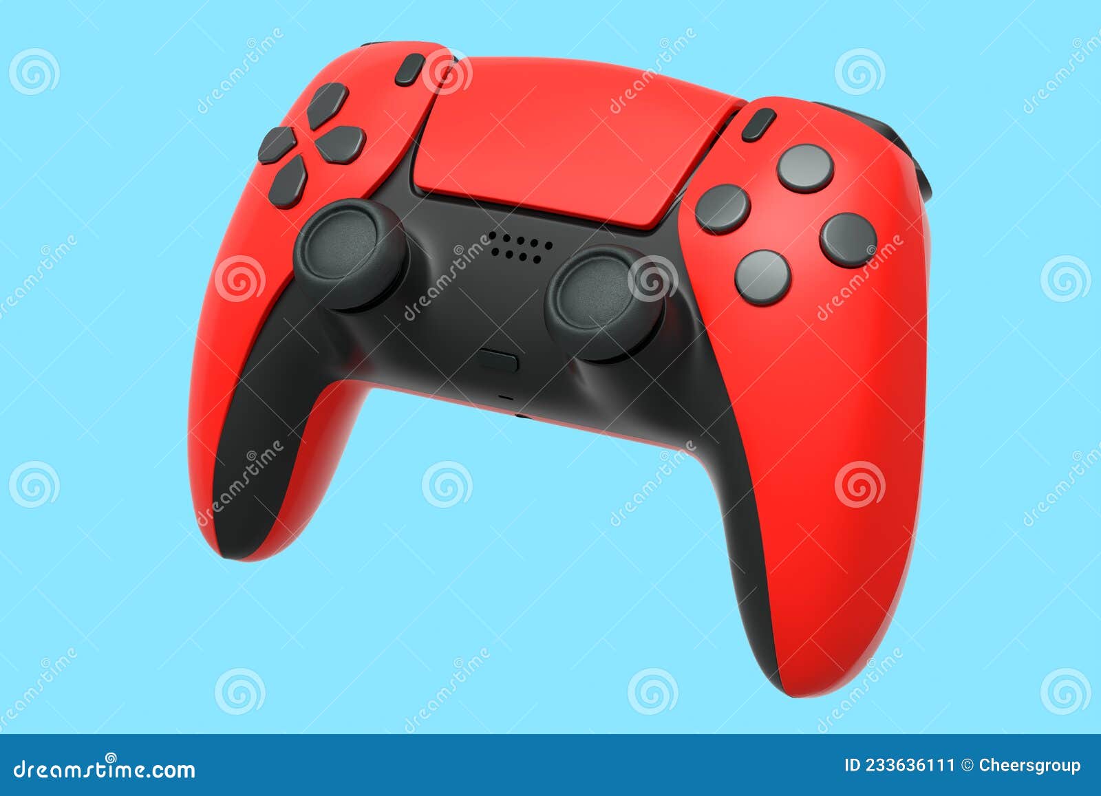 Realistic Red Joystick for Video Game Controller on Blue Background ...