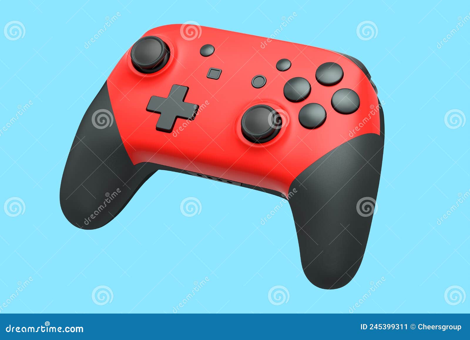 Realistic Red Joystick for Video Game Controller on Blue Background ...