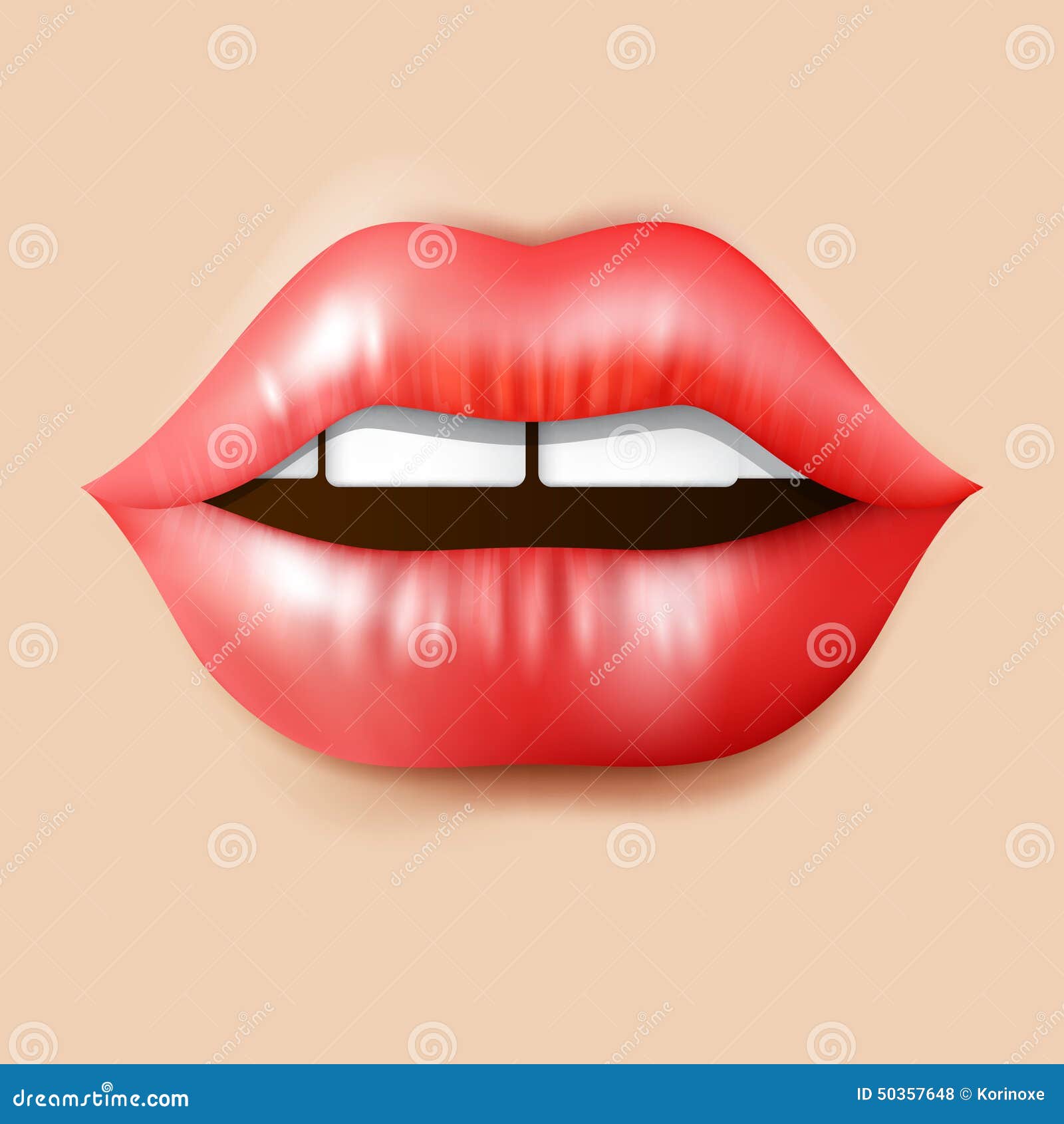 Realistic red lips stock vector. Illustration of attractive - 50357648