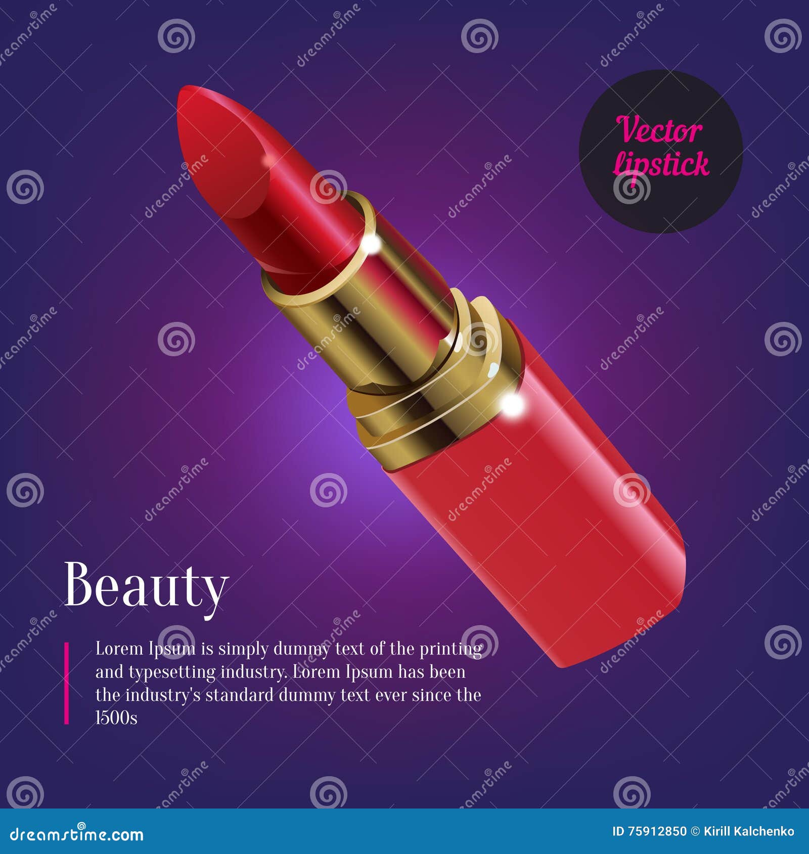 Realistic Red Lipstick for Design Stock Vector - Illustration of love ...