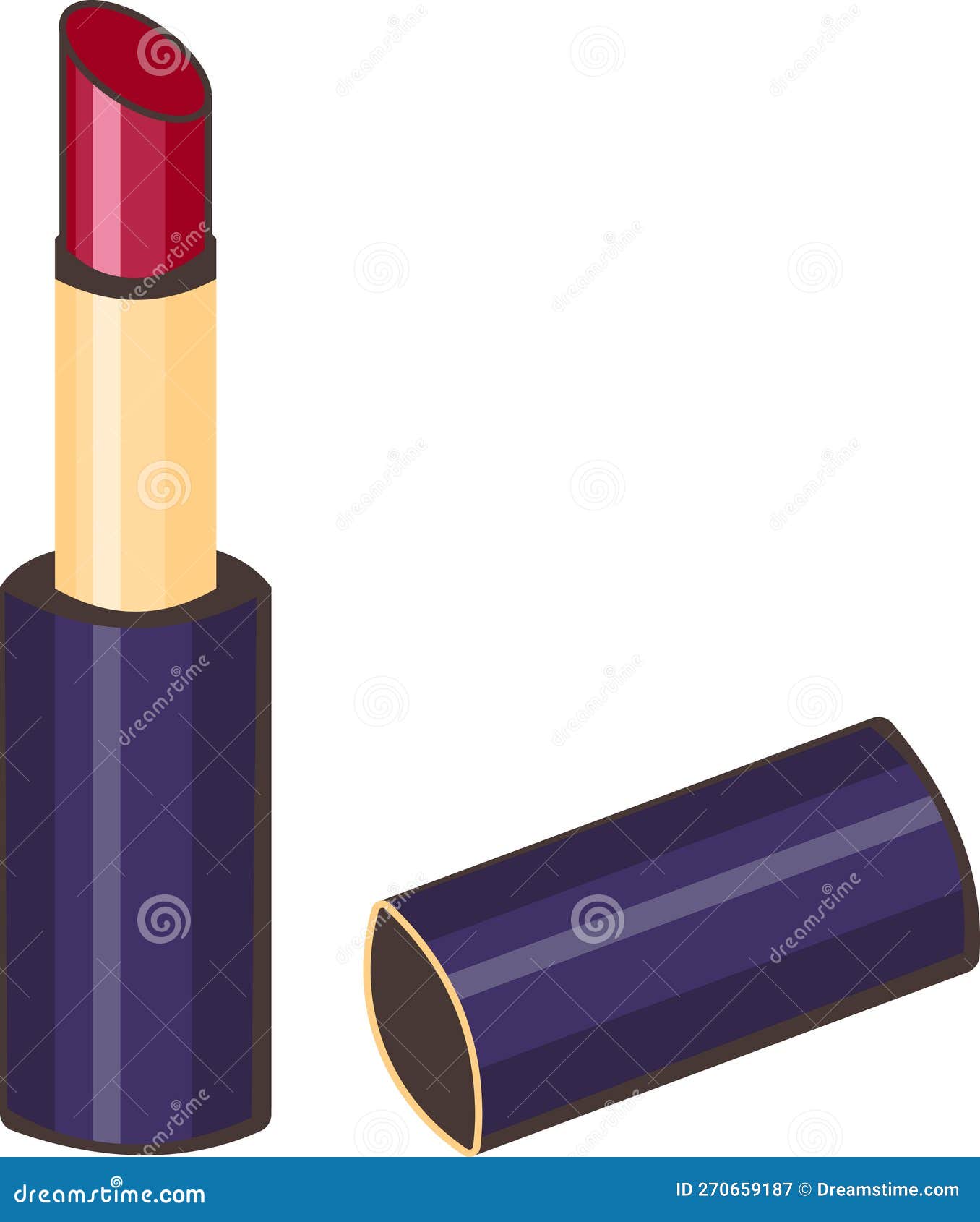 Realistic Red Lipstick for Makeup Drawing in Flat Style on a ...